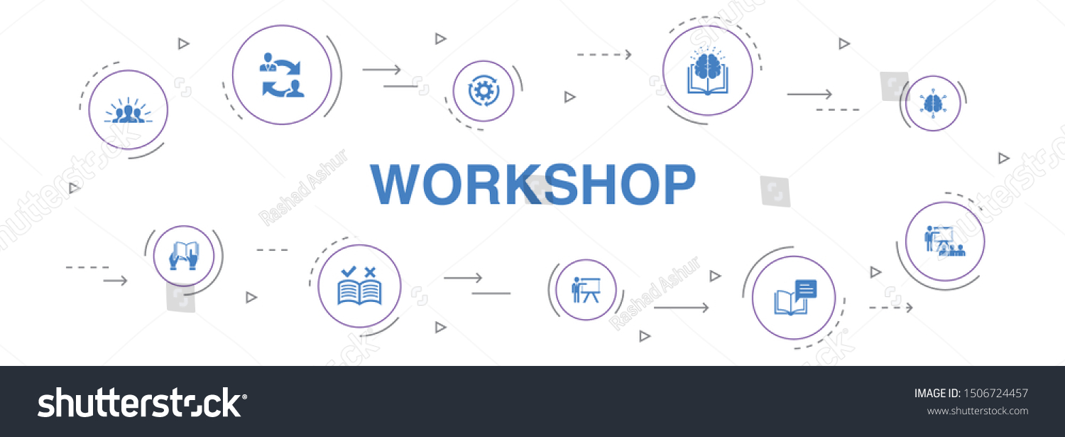 Workshop Infographic 10 Steps Circle Design: เวกเตอร์สต็อก (ปลอดค่า ...