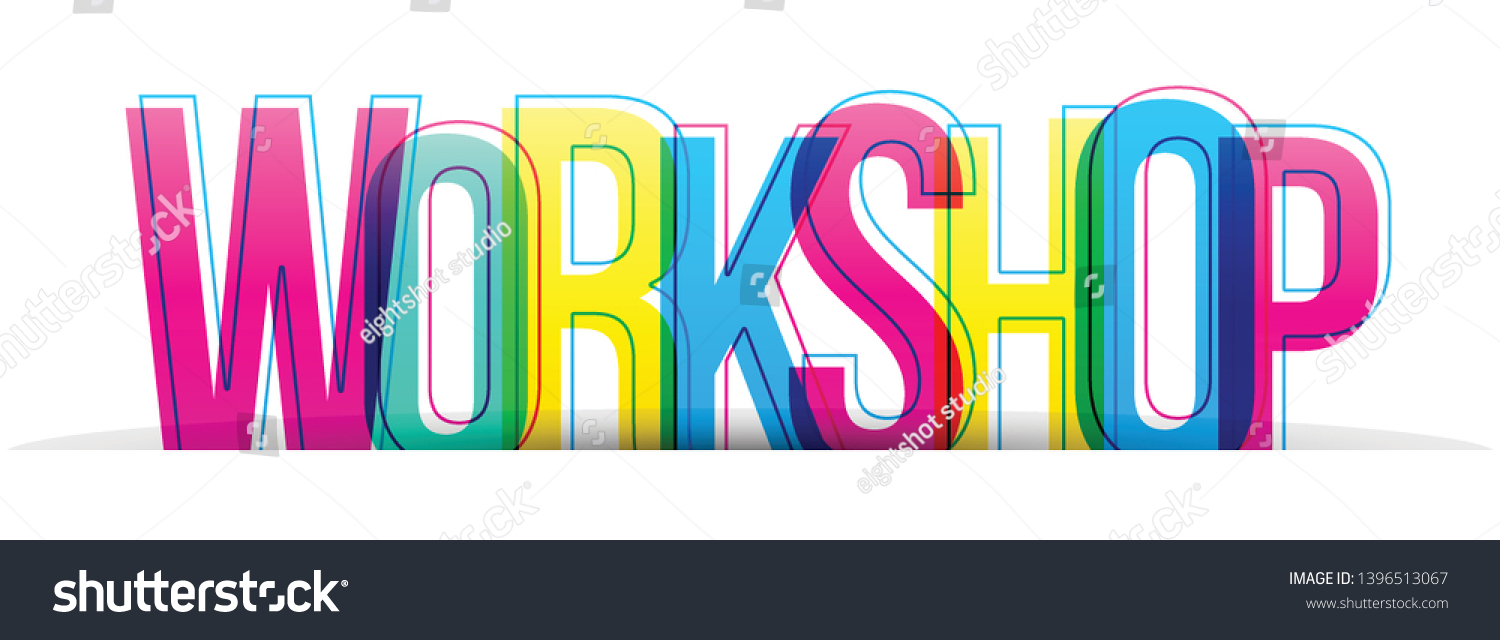 Workshop Word Colorful Vector Typography Banner: เวกเตอร์สต็อก (ปลอดค่า ...