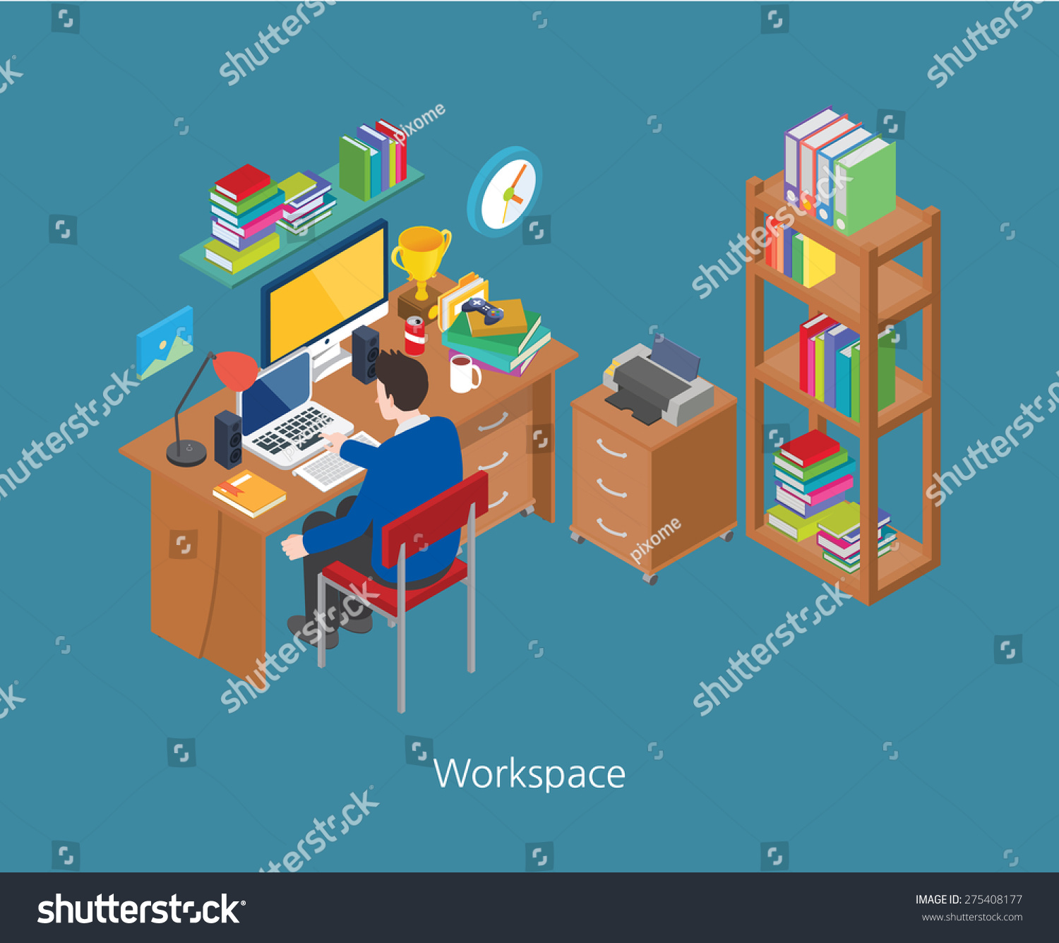 Workspace Concept Design 3d Isometric Vector: Vector có sẵn (miễn phí ...