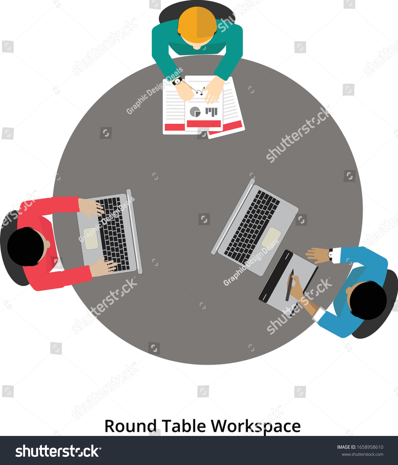 Workspace Illustration Small Teams Stock Vector (Royalty Free ...