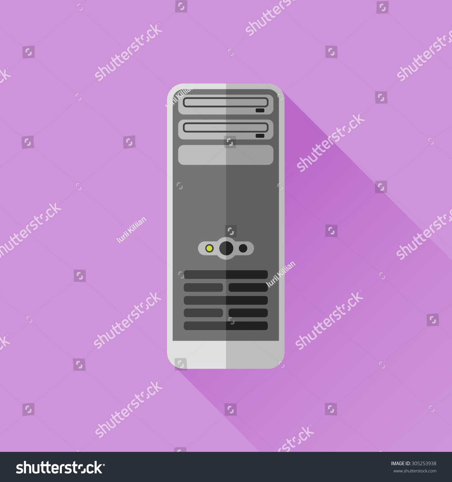 Workstation Computer Case Flat Style Icon Stock Vector (Royalty Free ...