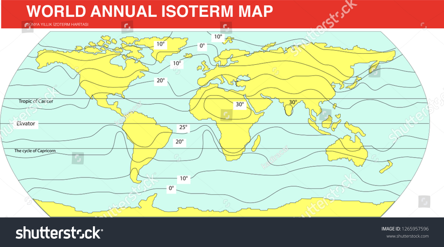 Stock vektor „World Annual Isotherm Map“ (bez autorských poplatků ...