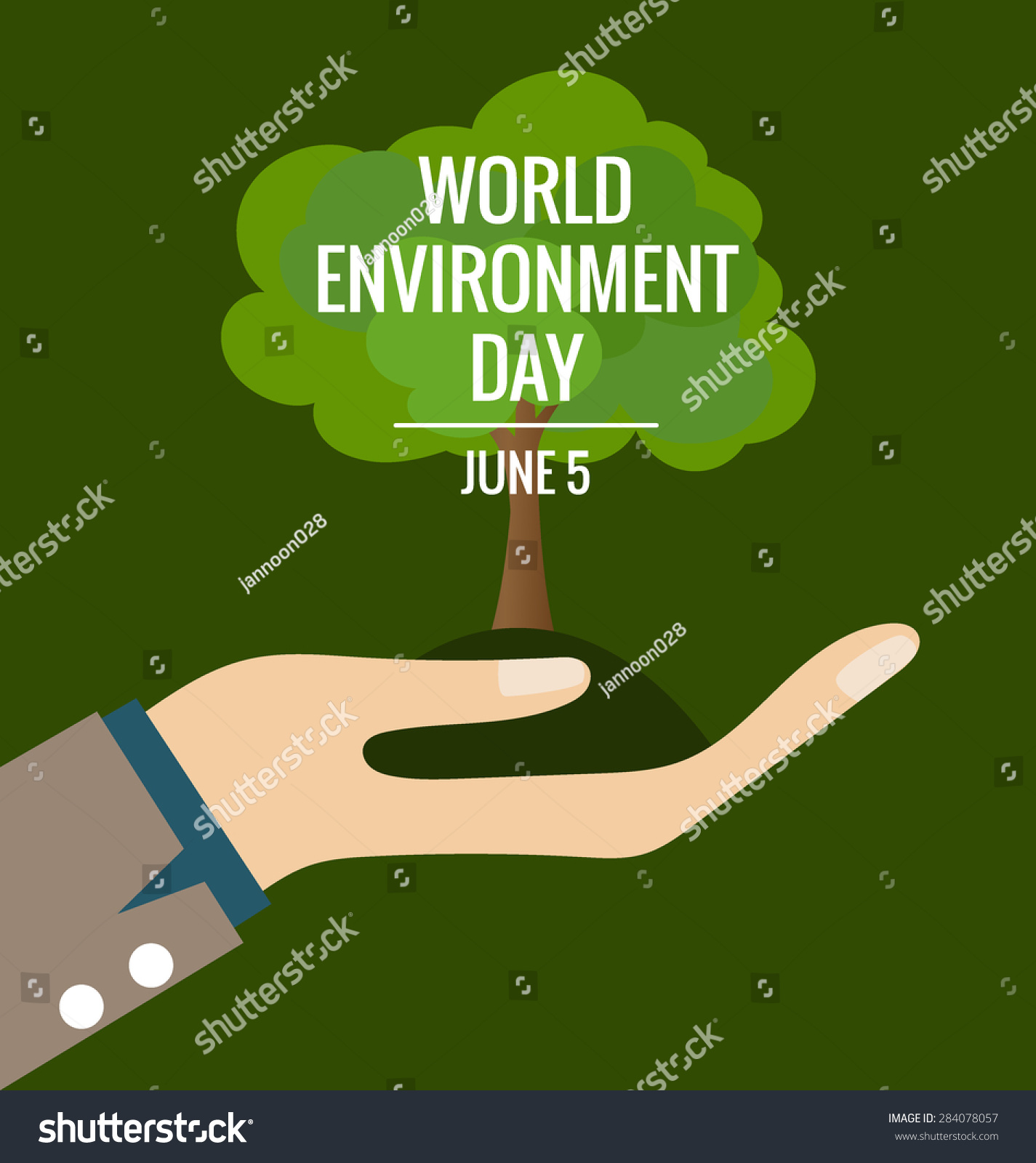 Vektor Stok World Environment Day Concept Hands Tree (Tanpa Royalti ...