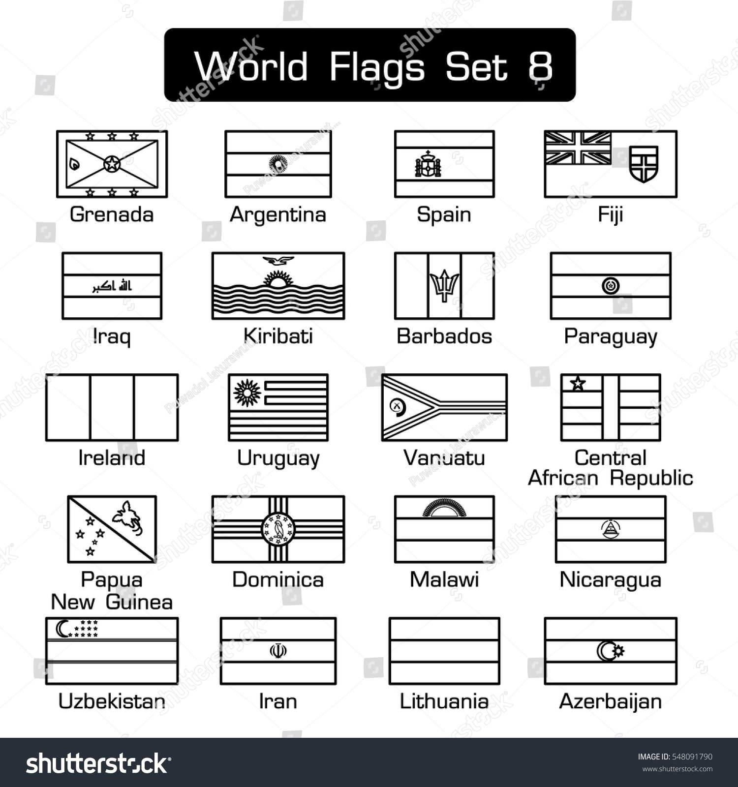 World Flags Set 8 Simple Style: vetor stock (livre de direitos ...