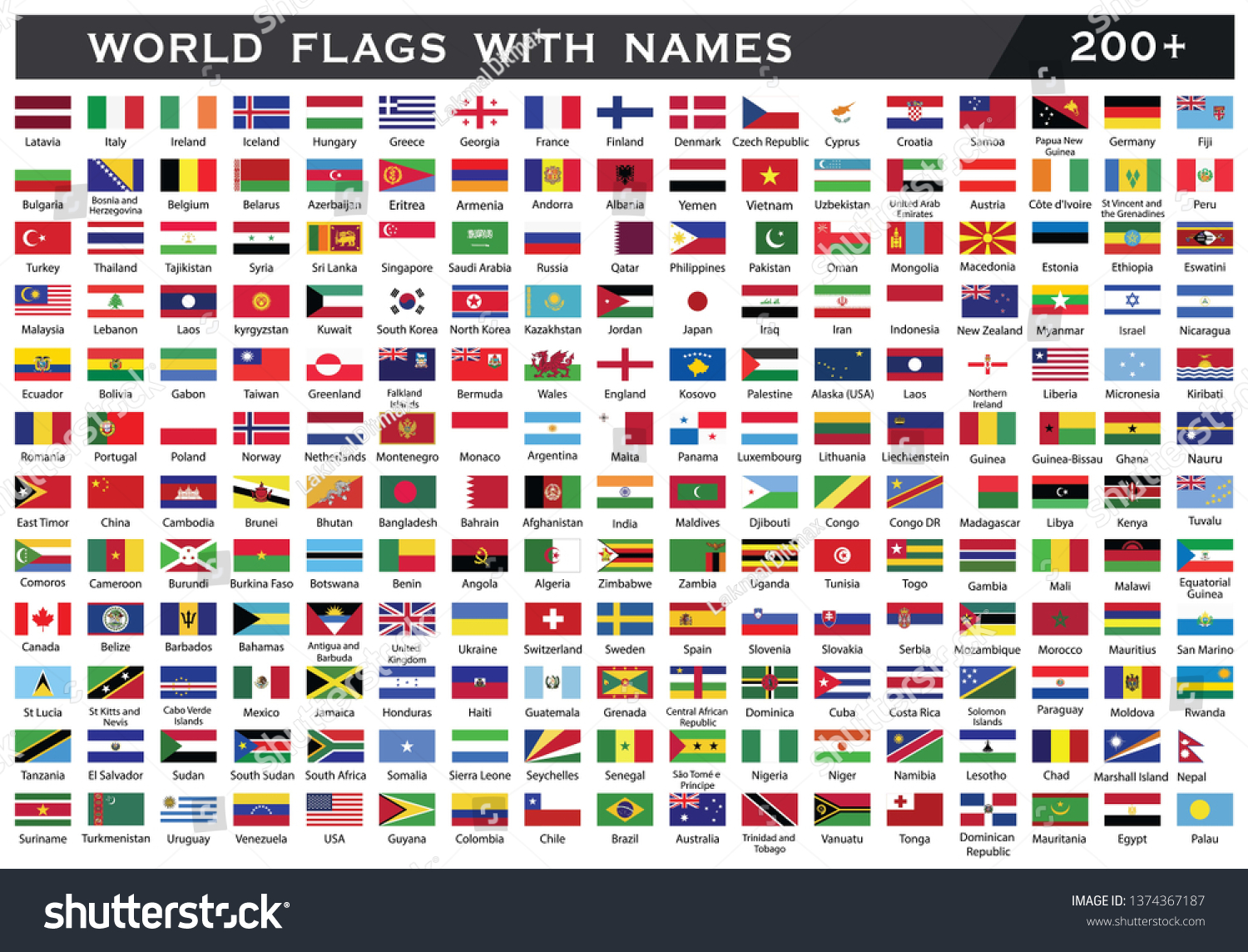 World Flags Namesworld Flag Collection Stock Vector (Royalty Free ...