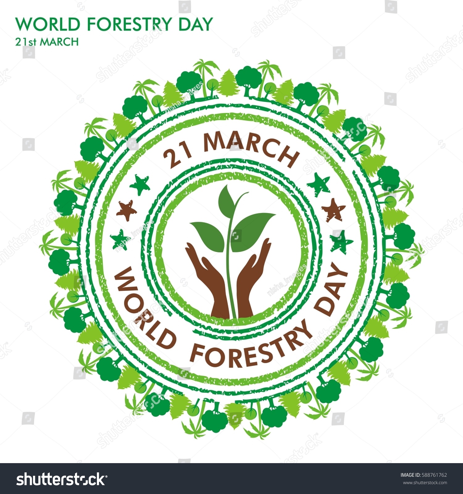 World Forestry Day Stamp Stock Vector (Royalty Free) 588761762 ...