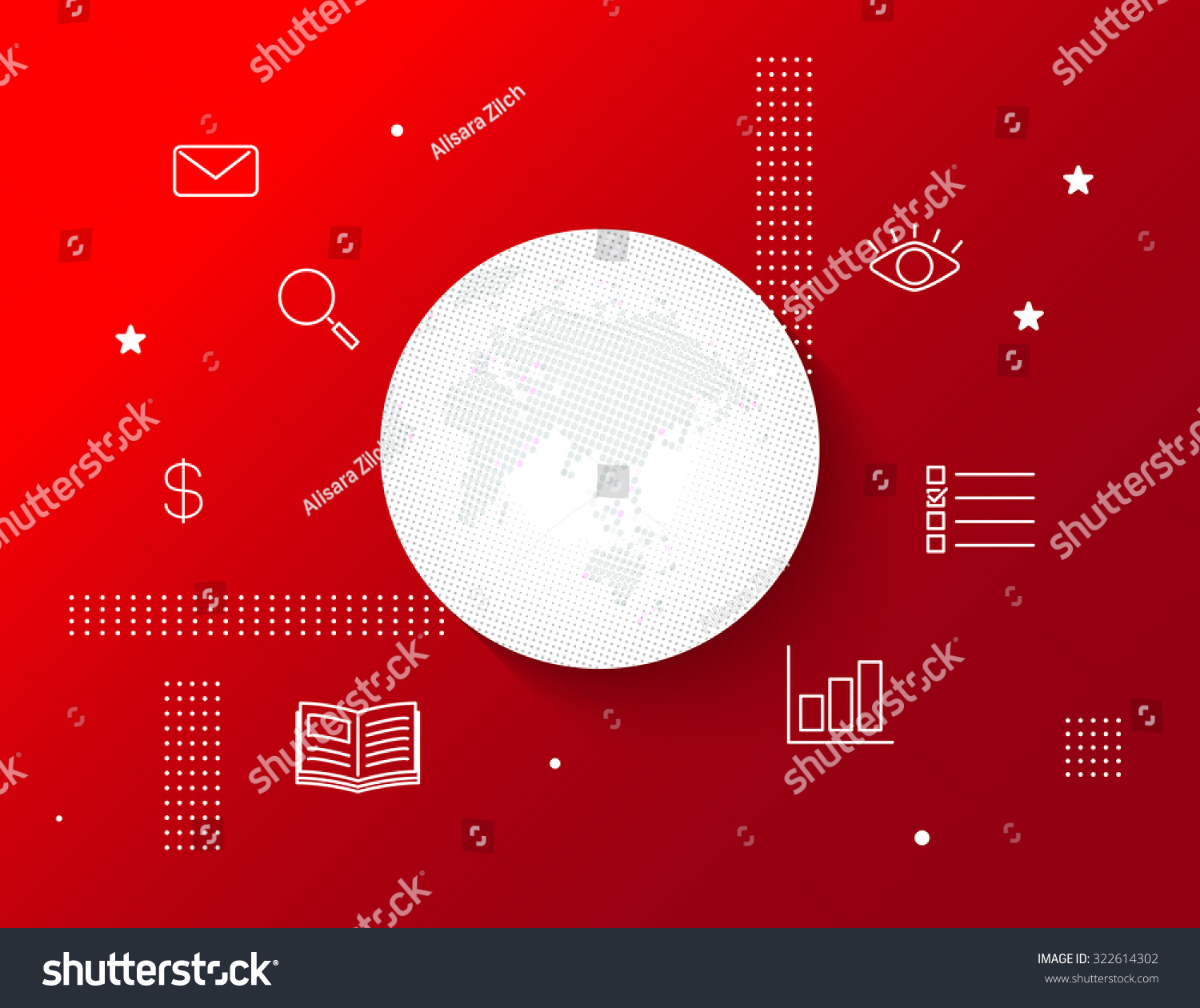 World Globe Flat Visual Line Information Stock Vector (Royalty Free ...