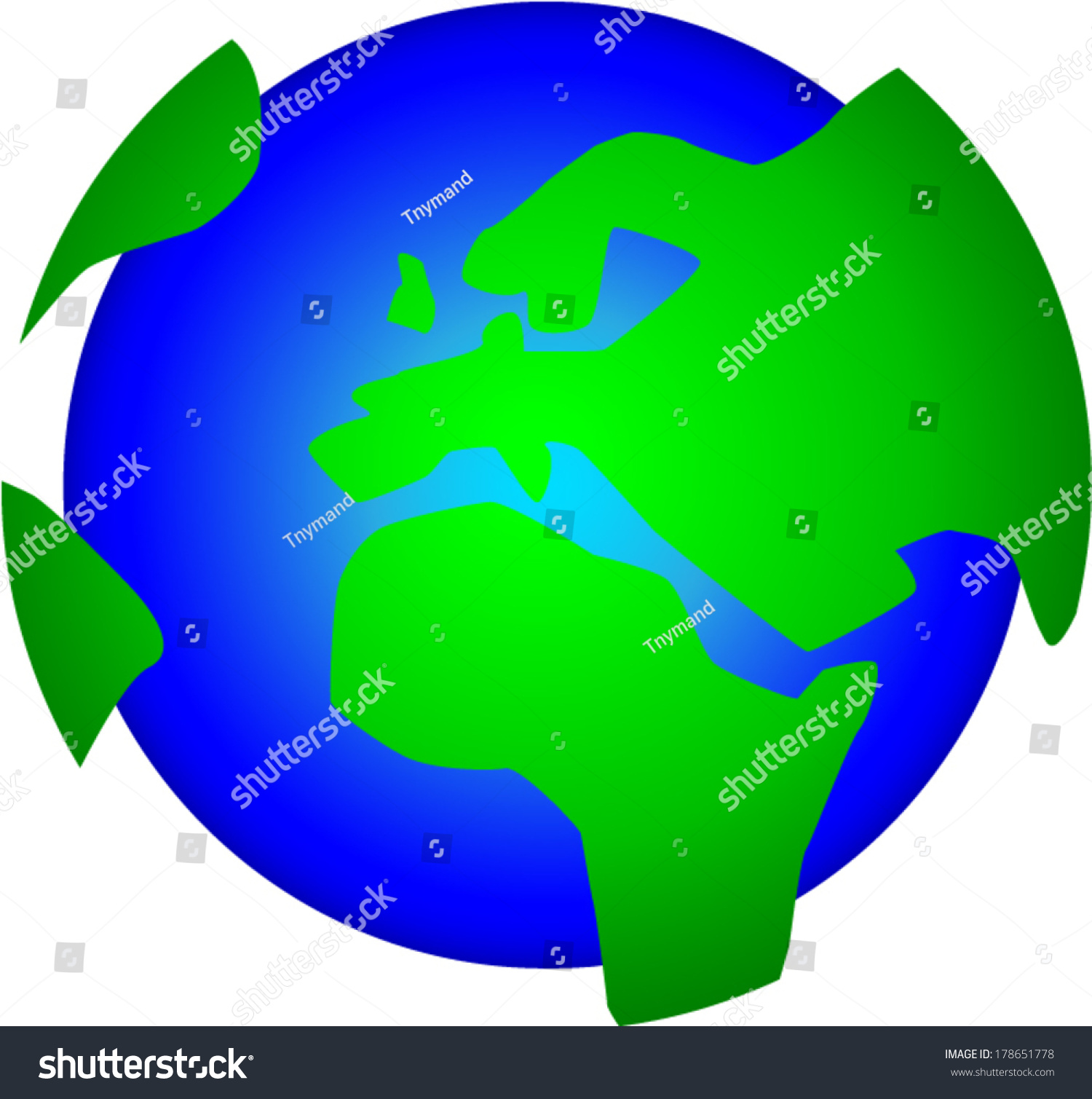 World Globe Vector Drawing Offset Continents Stock Vector (Royalty Free ...