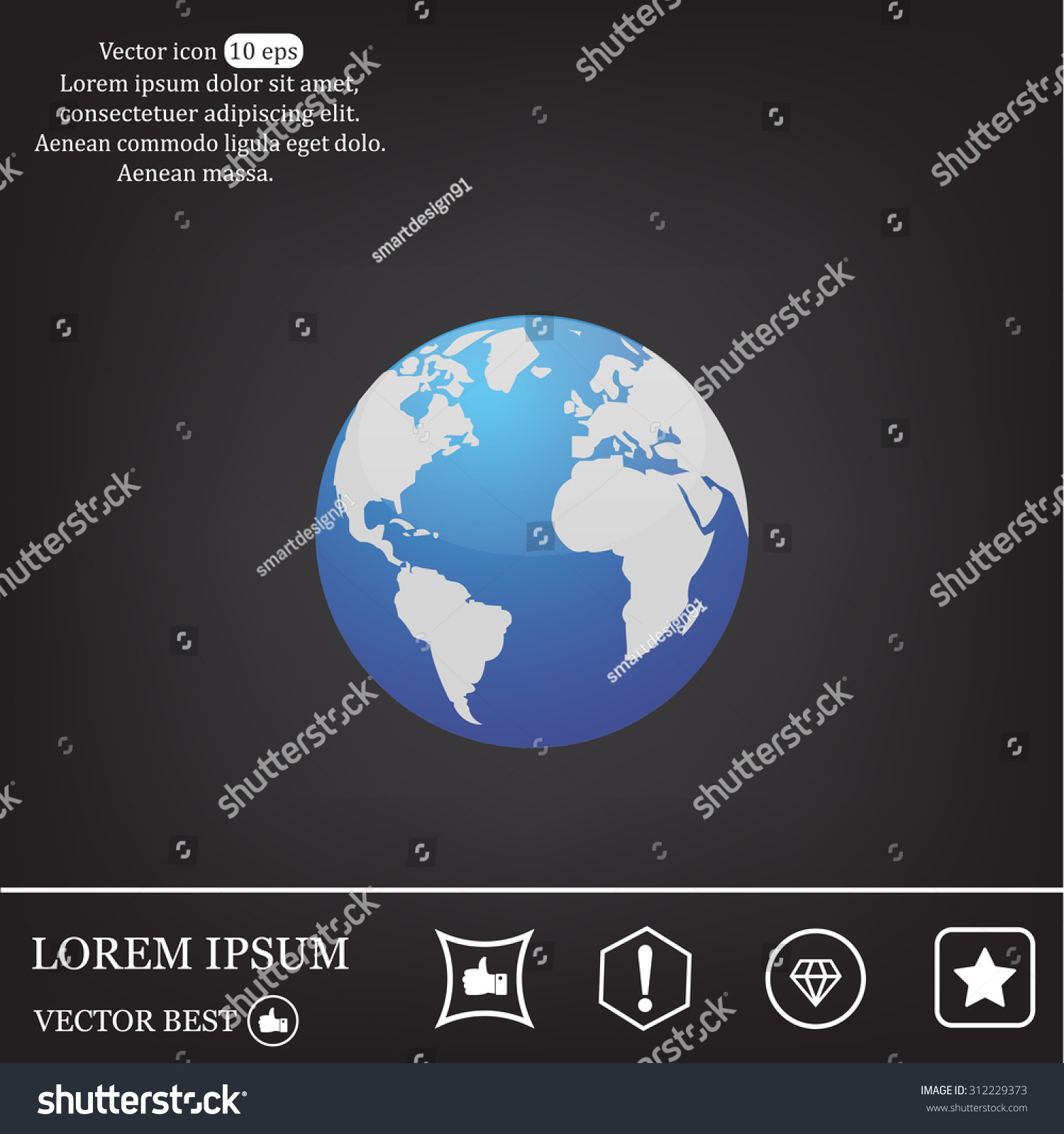 World Globe Vector Illustration Stock Vector (Royalty Free) 312229373 ...