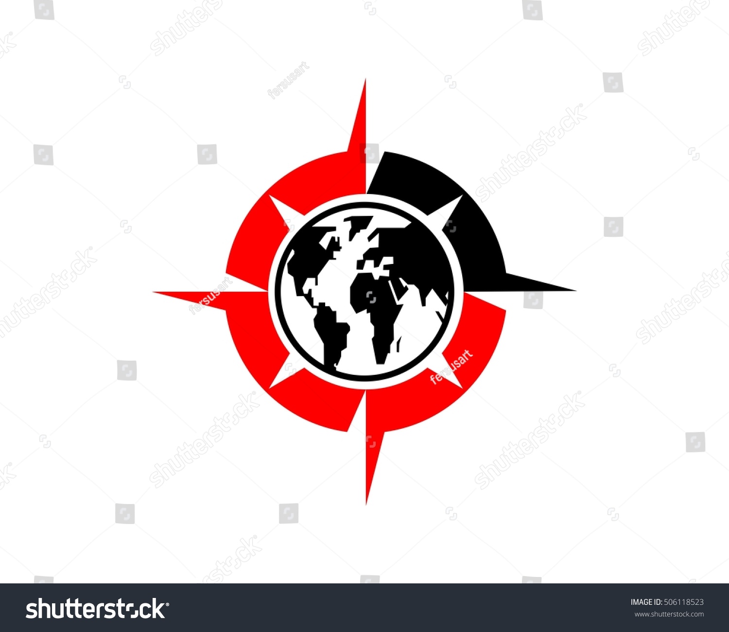 World Globe Compass Vector Logo Stock Vector (Royalty Free) 506118523