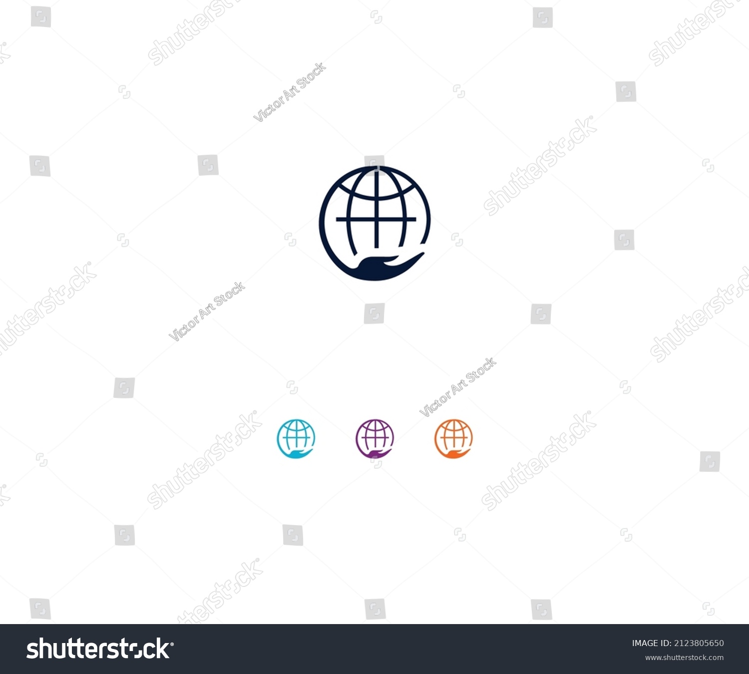 World Hand Logo Design Global Logo Stock Vector (Royalty Free) 2123805650