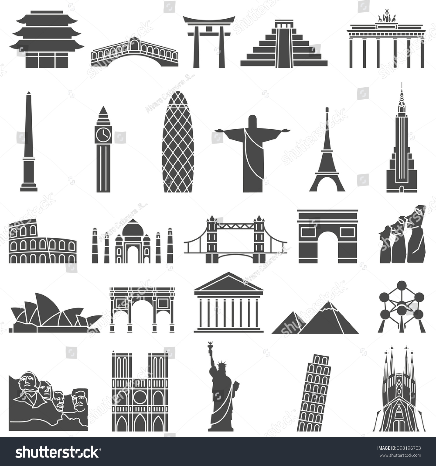 World Landmarks Outline Icons Abstract Vector: เวกเตอร์สต็อก (ปลอดค่า ...