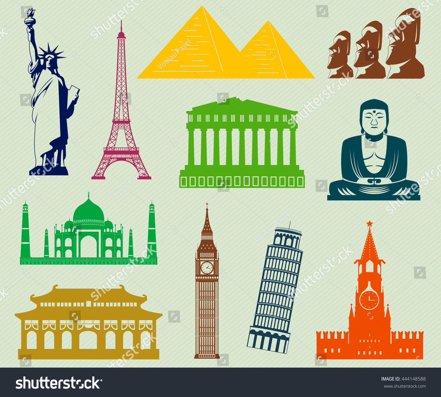 World Landmarks Silhouettes Elements Set Vector Stock Vector (Royalty ...