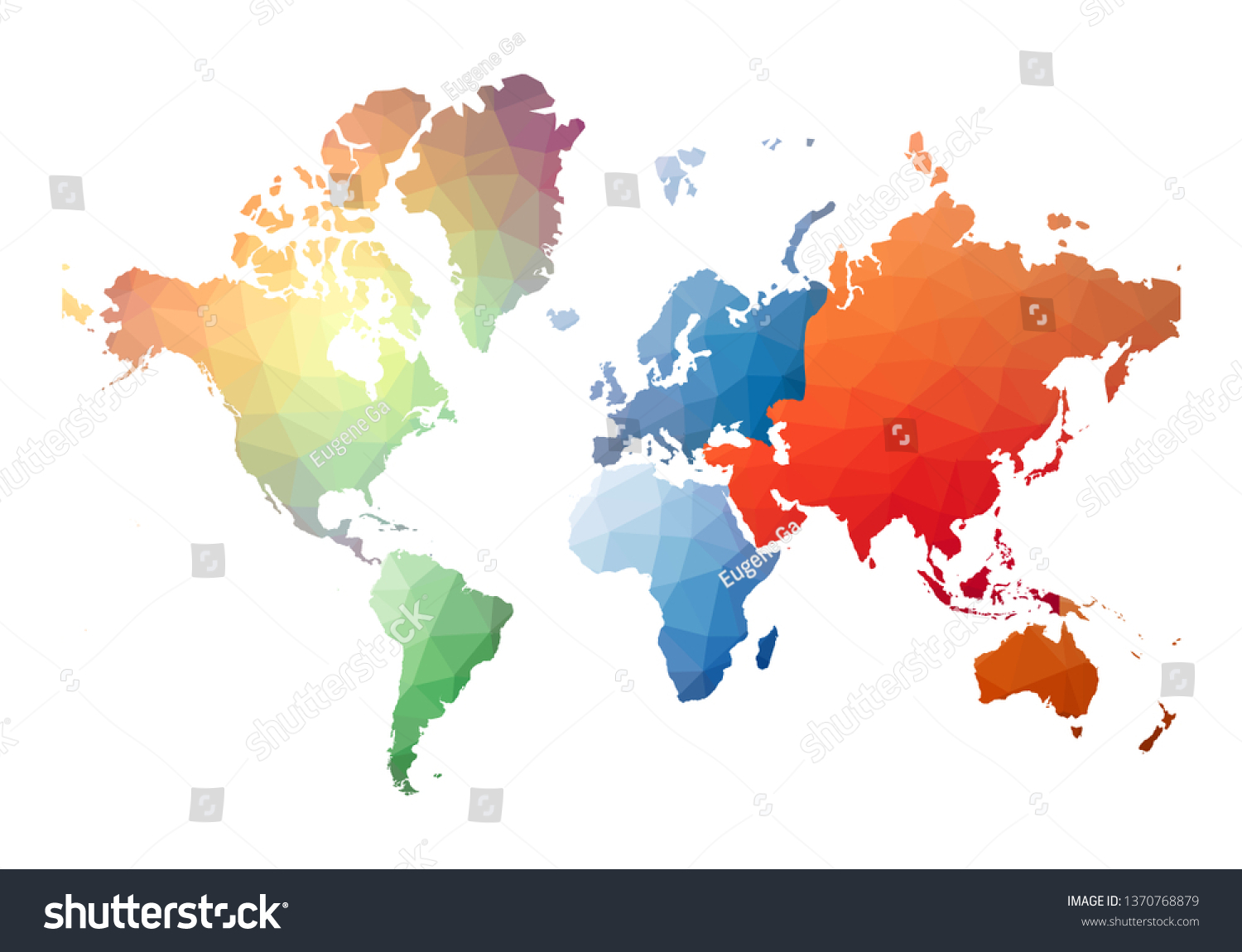World Map Actual Low Poly Style 库存矢量图（免版税）1370768879 | Shutterstock