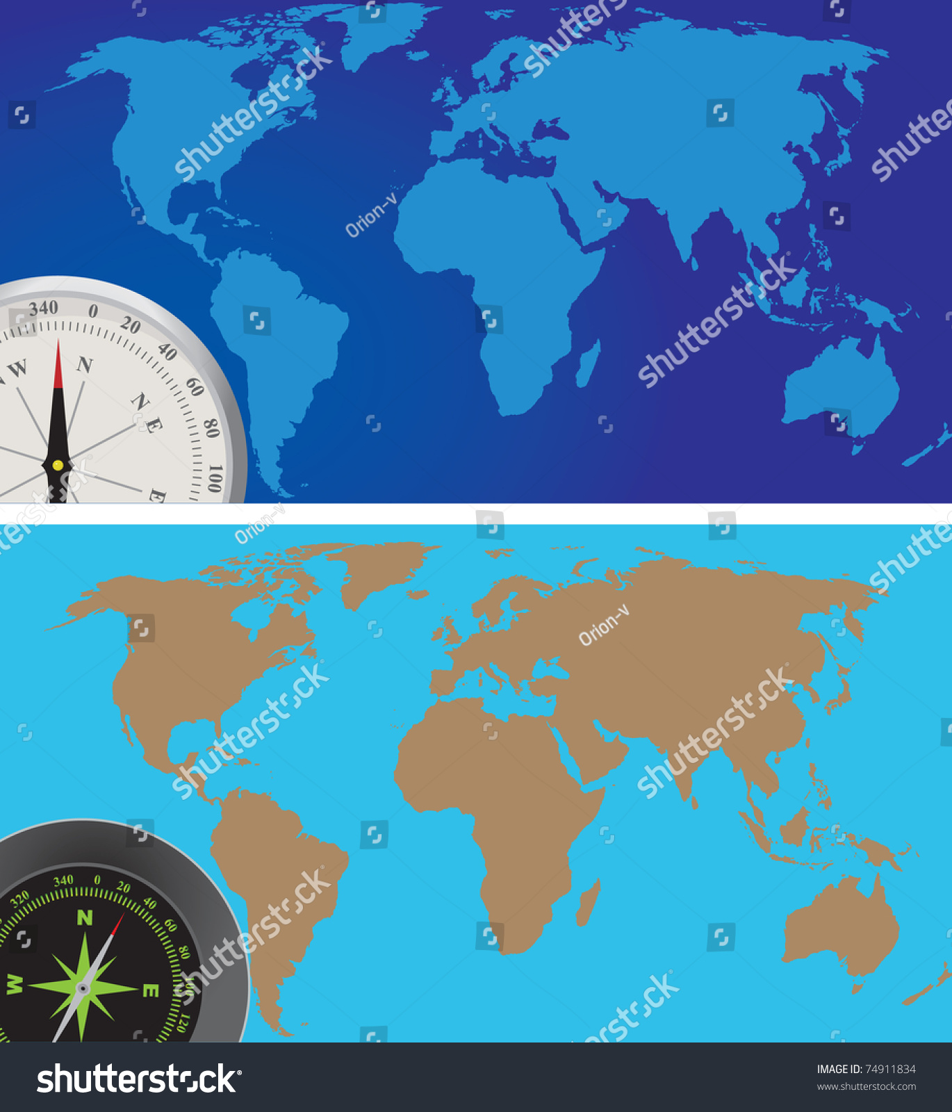 World Map Compass Vector Illustration: vector de stock (libre de ...