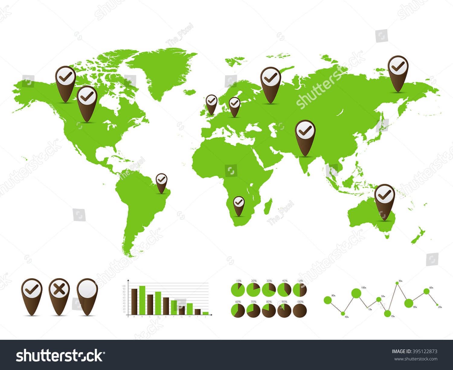 World Map Graph Bar Infographic Set: เวกเตอร์สต็อก (ปลอดค่าลิขสิทธิ์ ...