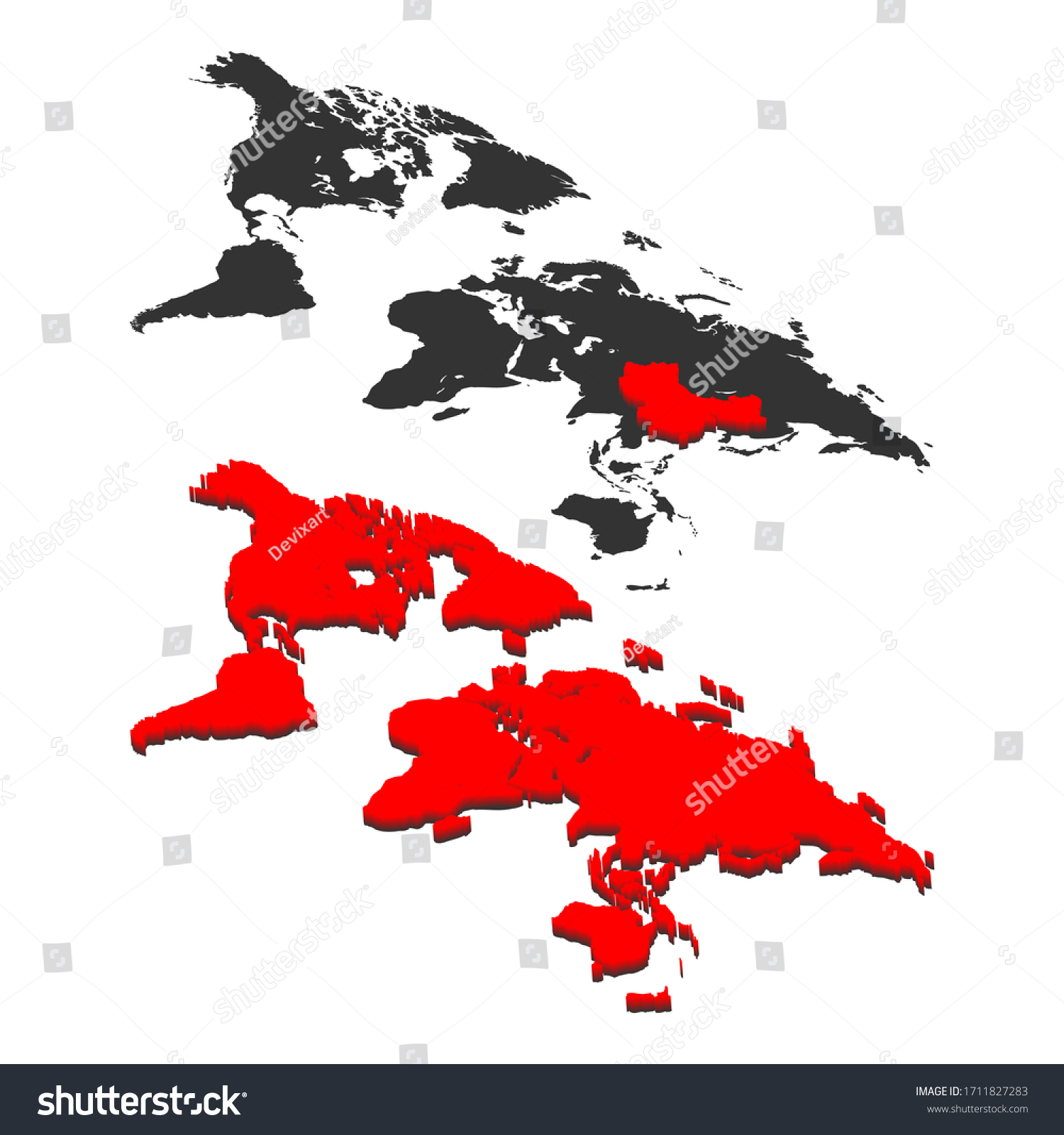 World Map Before After Stock Vector (Royalty Free) 1711827283 ...