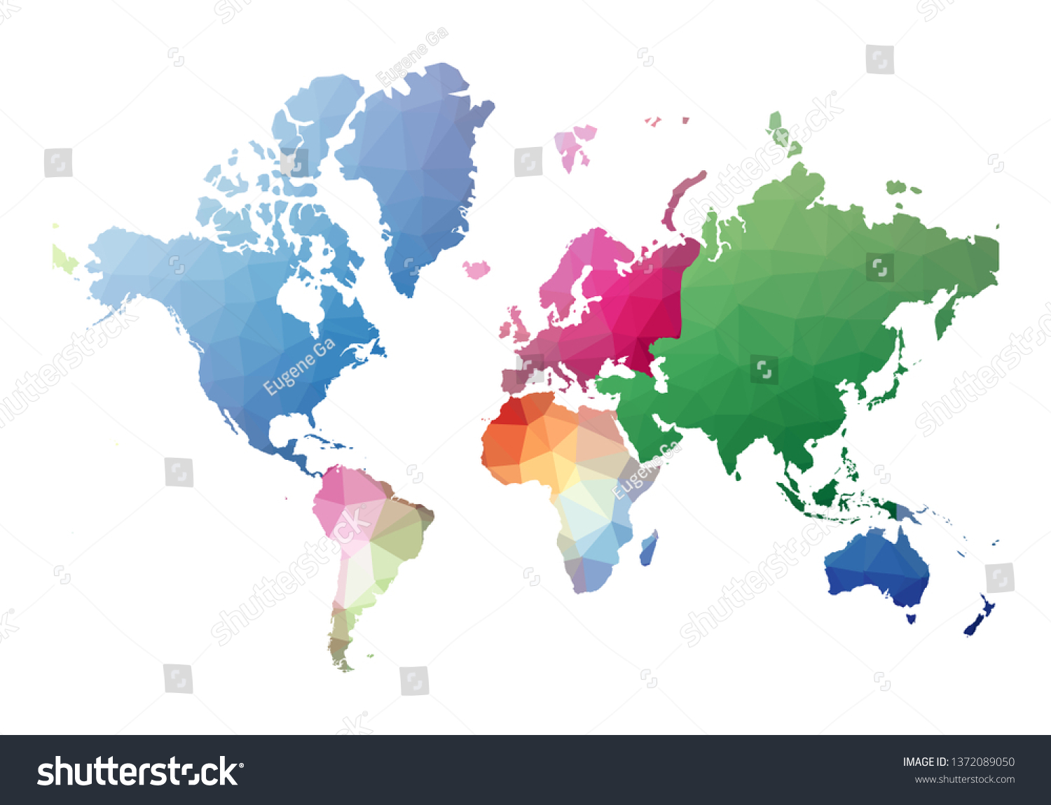 World Map Bold Low Poly Style Stock Vector (Royalty Free) 1372089050