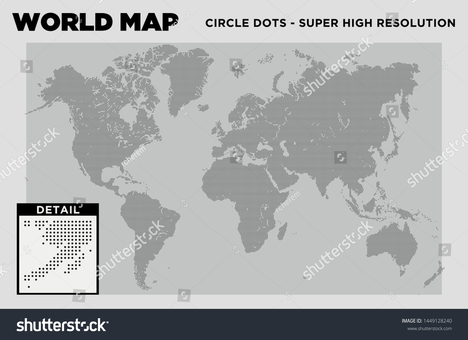World Map Circle Dots Super High Stock Vector (Royalty Free) 1449128240