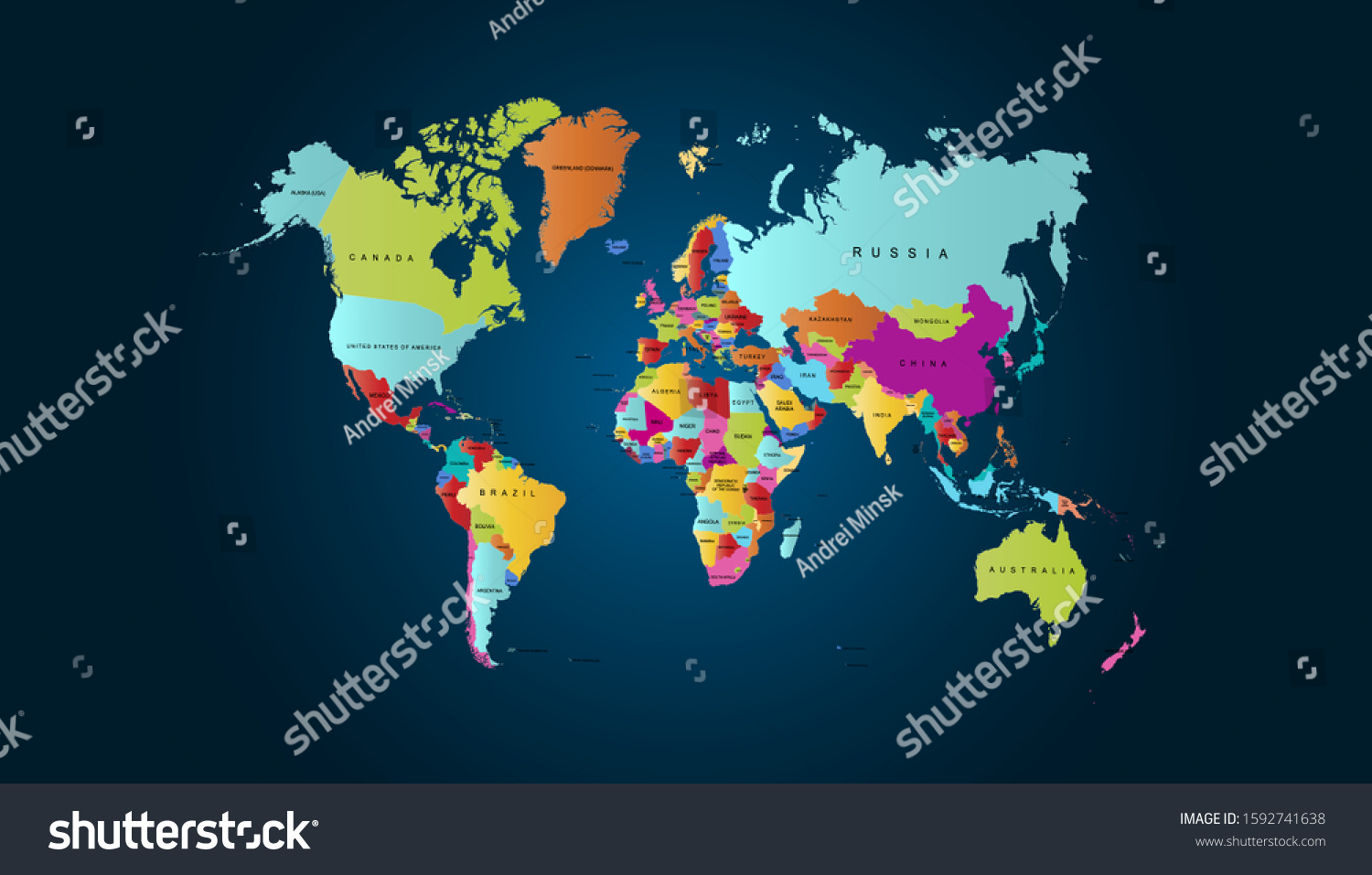 Stock vektor „World Map Color Vector Modern“ (bez autorských poplatků ...