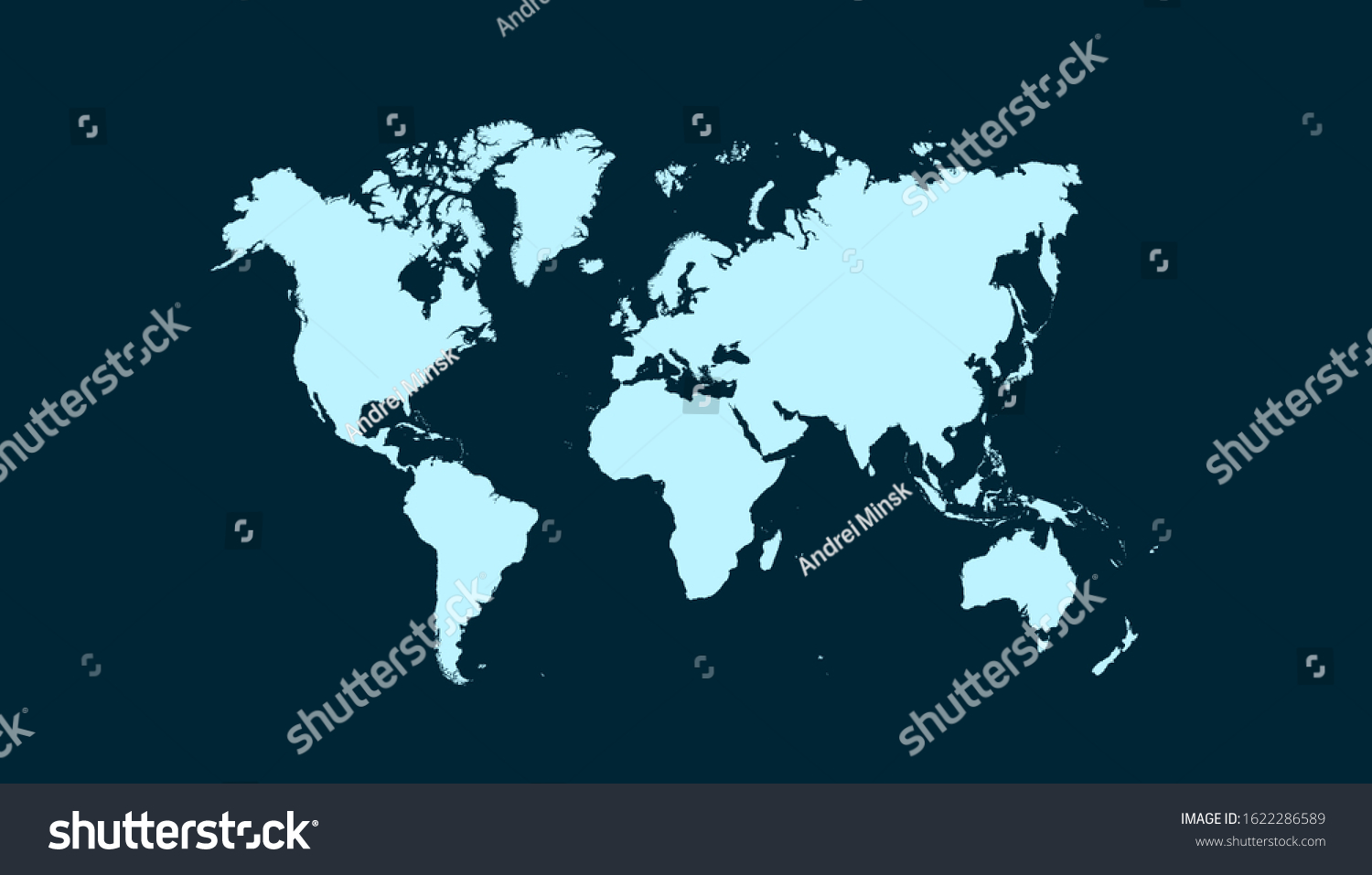 World Map Color Vector Modern: เวกเตอร์สต็อก (ปลอดค่าลิขสิทธิ์) 1622286589