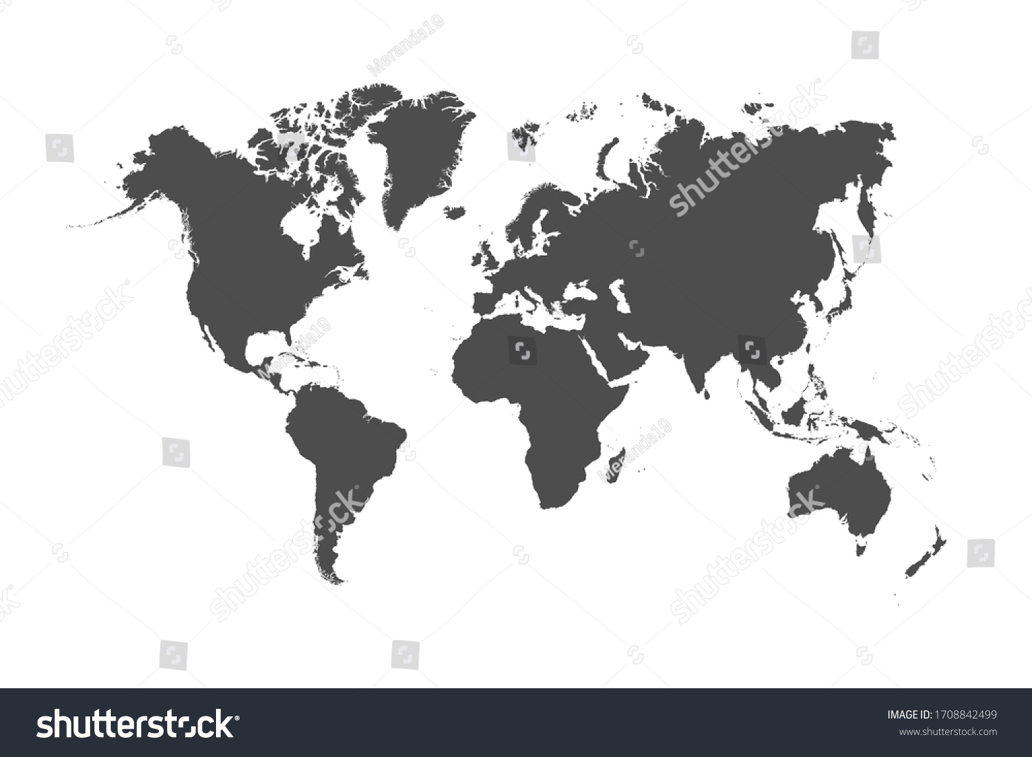 World Map Color Vector Modern Stock Vector (Royalty Free) 1708842499