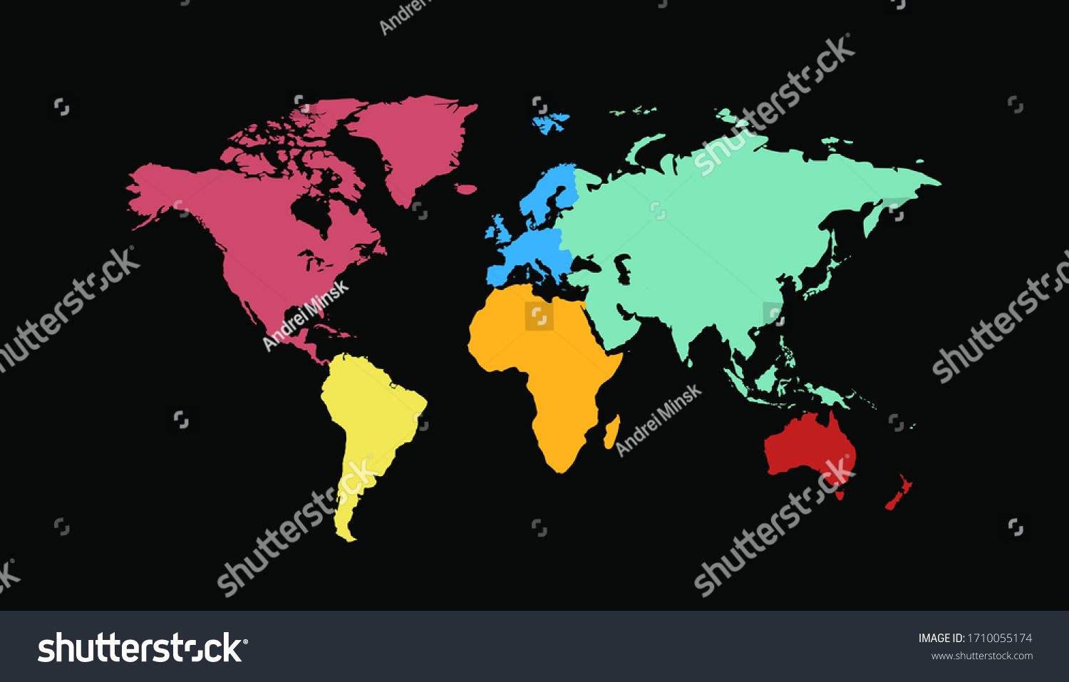 World Map Color Vector Modern Stock Vector (Royalty Free) 1710055174