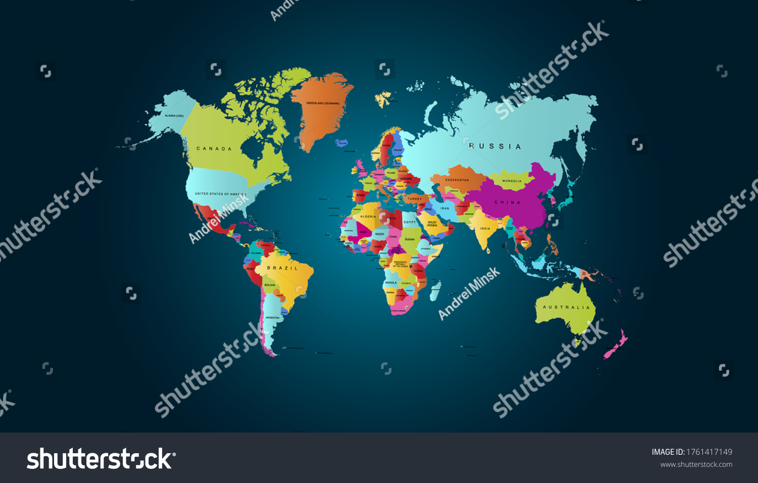 World Map Color Vector Modern: เวกเตอร์สต็อก (ปลอดค่าลิขสิทธิ์ ...