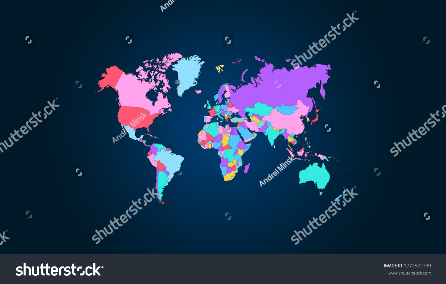 World Map Color Vector Modern: เวกเตอร์สต็อก (ปลอดค่าลิขสิทธิ์ ...