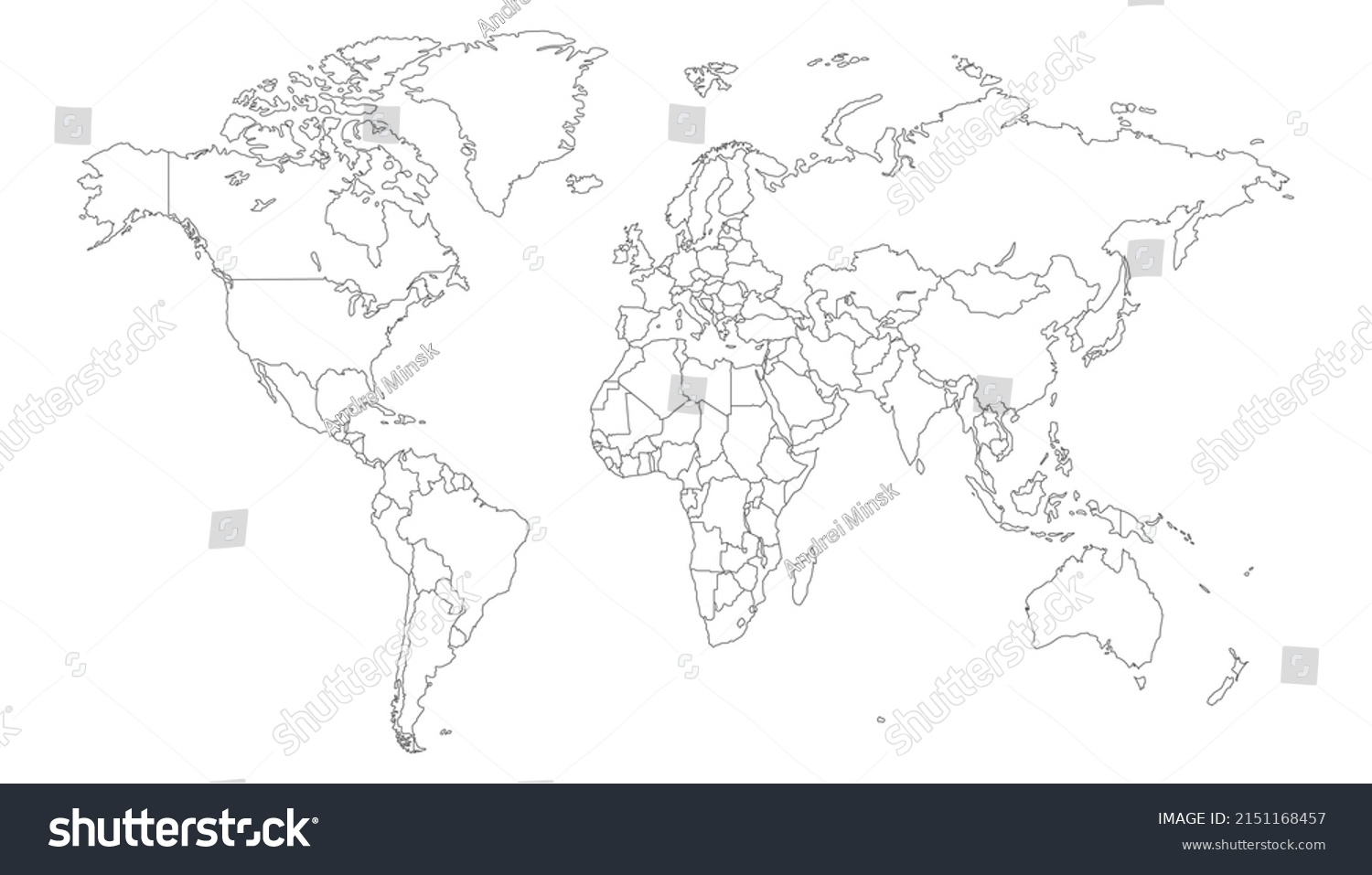 World Map Color Vector Modern Stock Vector (Royalty Free) 2151168457 ...