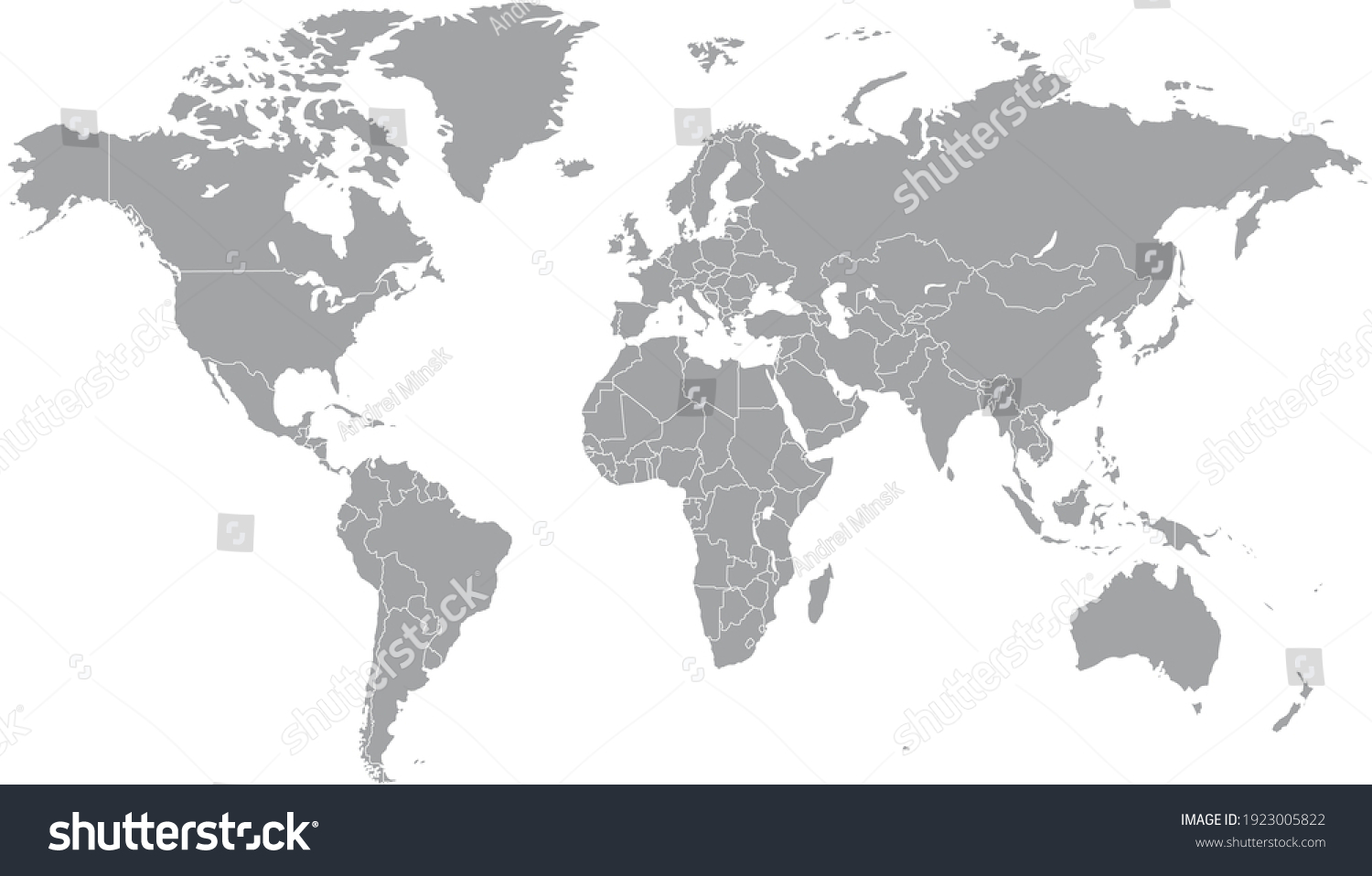 World Map Color Vector Modern Silhouette 库存矢量图（免版税）1923005822 ...