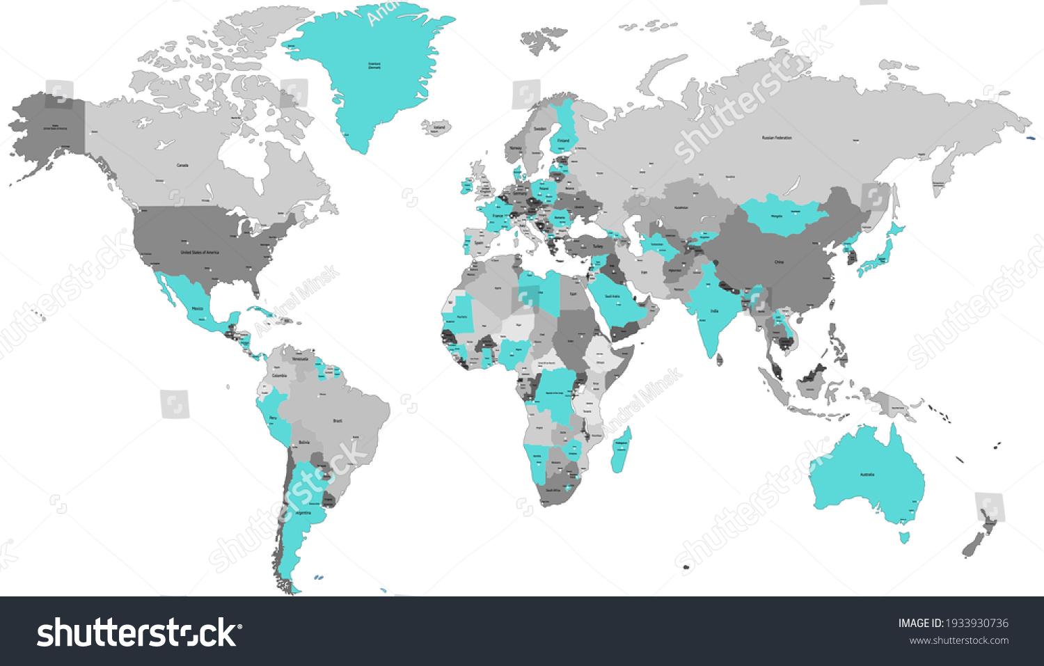 World Map Color Vector Modern Silhouette Stock Vector (Royalty Free ...