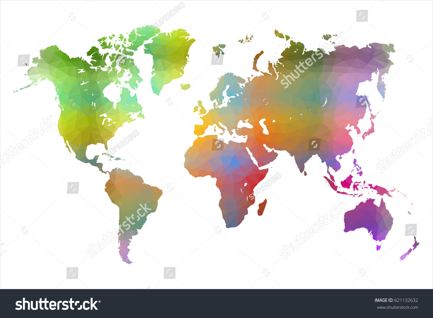 World Map Colorful Low Poly Vector: เวกเตอร์สต็อก (ปลอดค่าลิขสิทธิ์ ...
