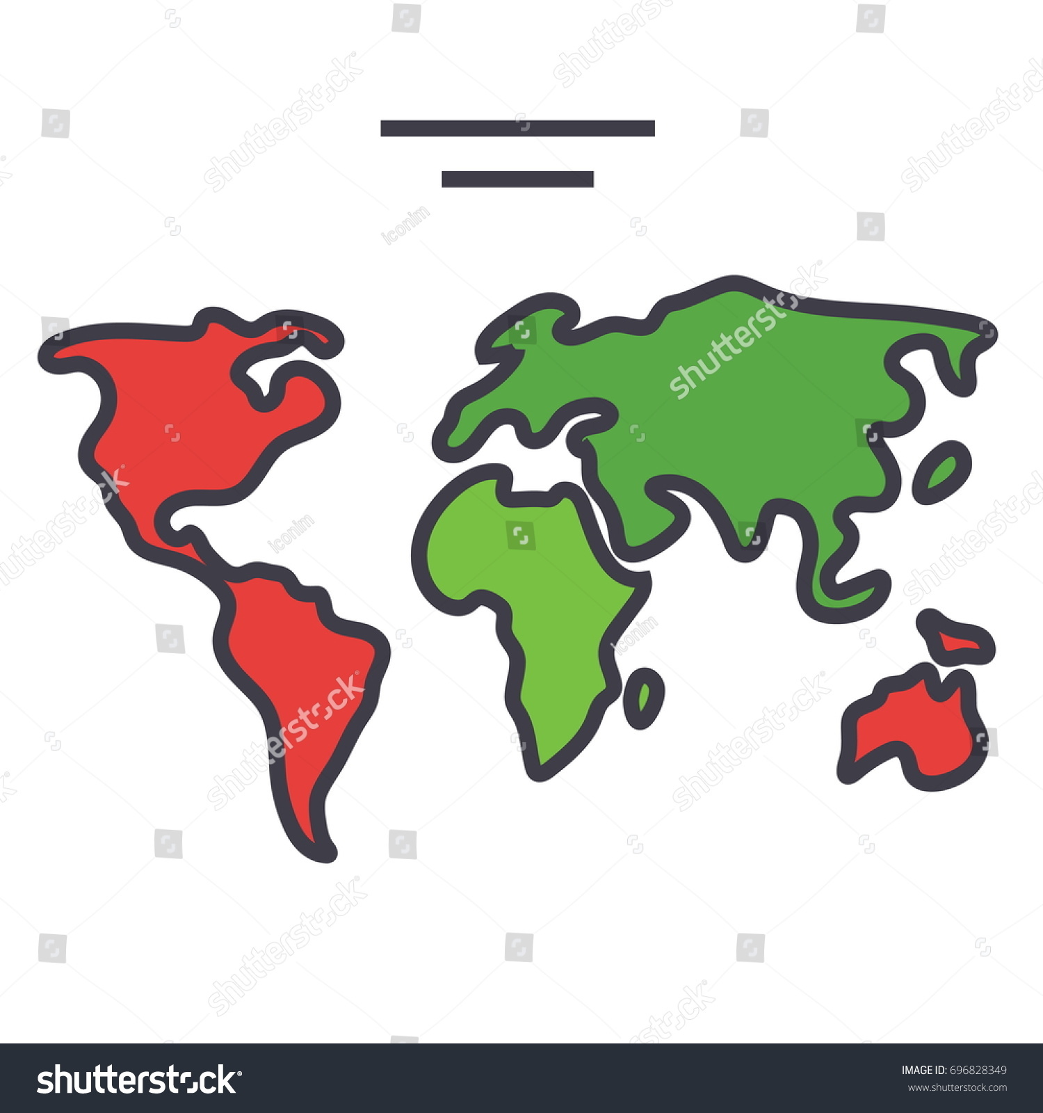 World Map Continents Globe Concept Line: vector de stock (libre de ...