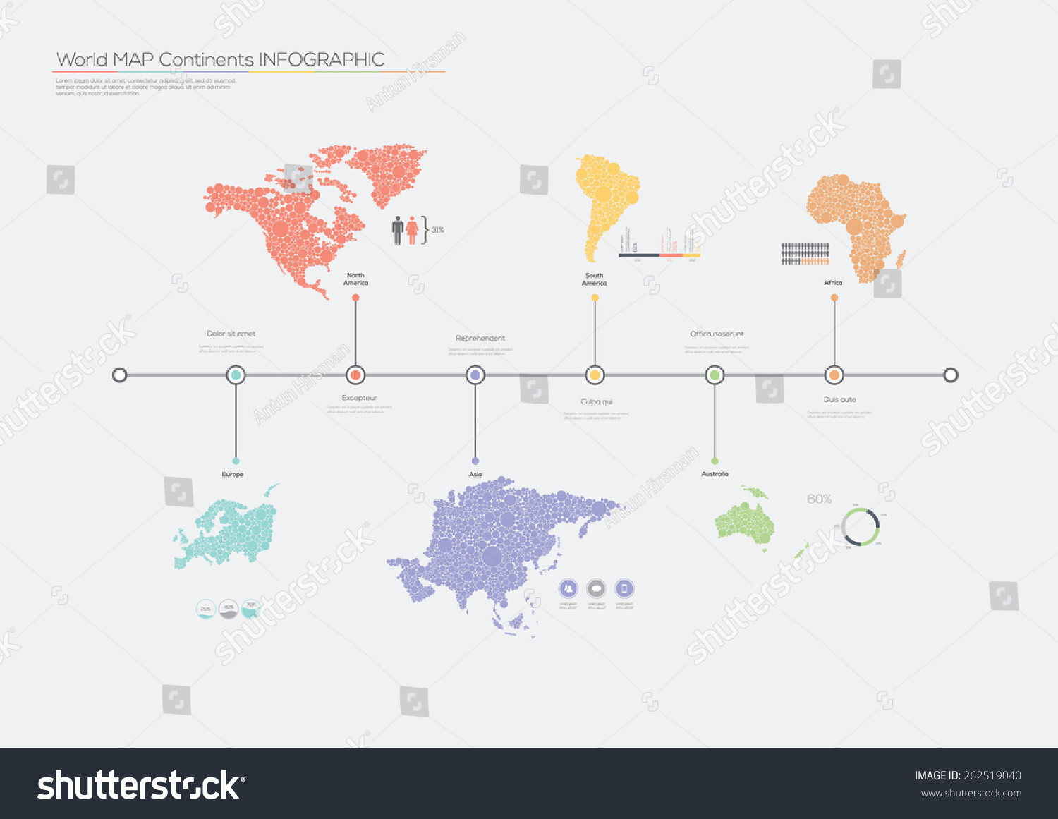 World Map Continents Infographics Vector Illustration Stock Vector ...