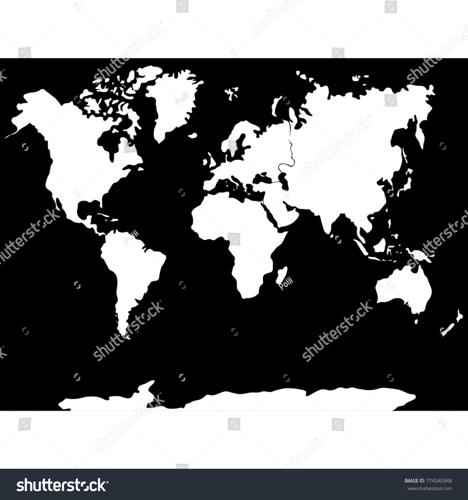 World Map Continents On Black Vector Stock Vector (Royalty Free ...