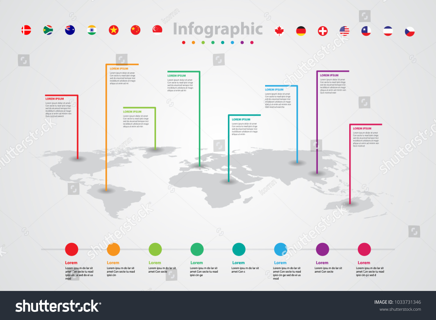 World Map Country Flag Marking World Stock Vector (Royalty Free ...
