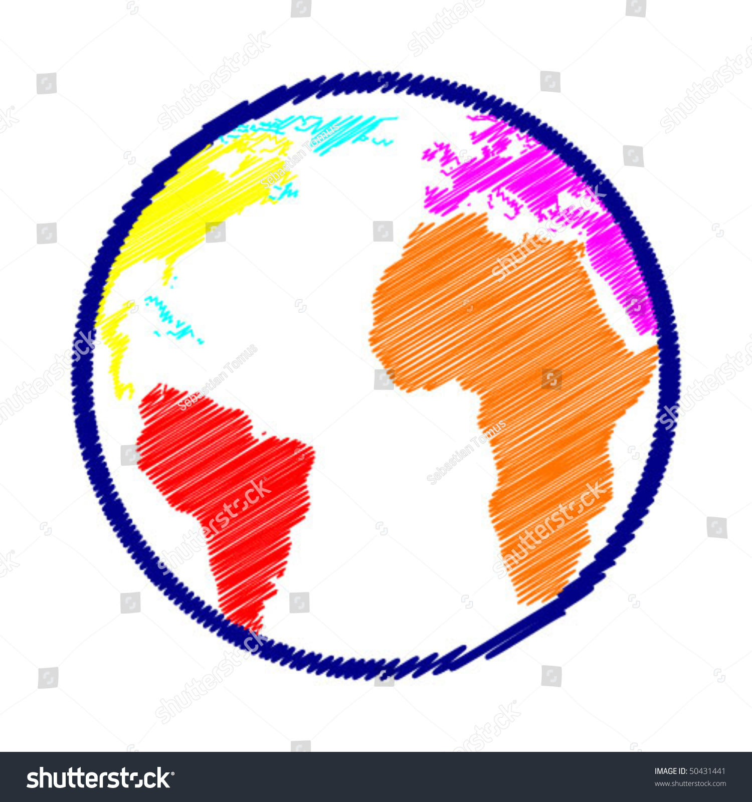World Map Drawn By Hand Stock Vector (Royalty Free) 50431441