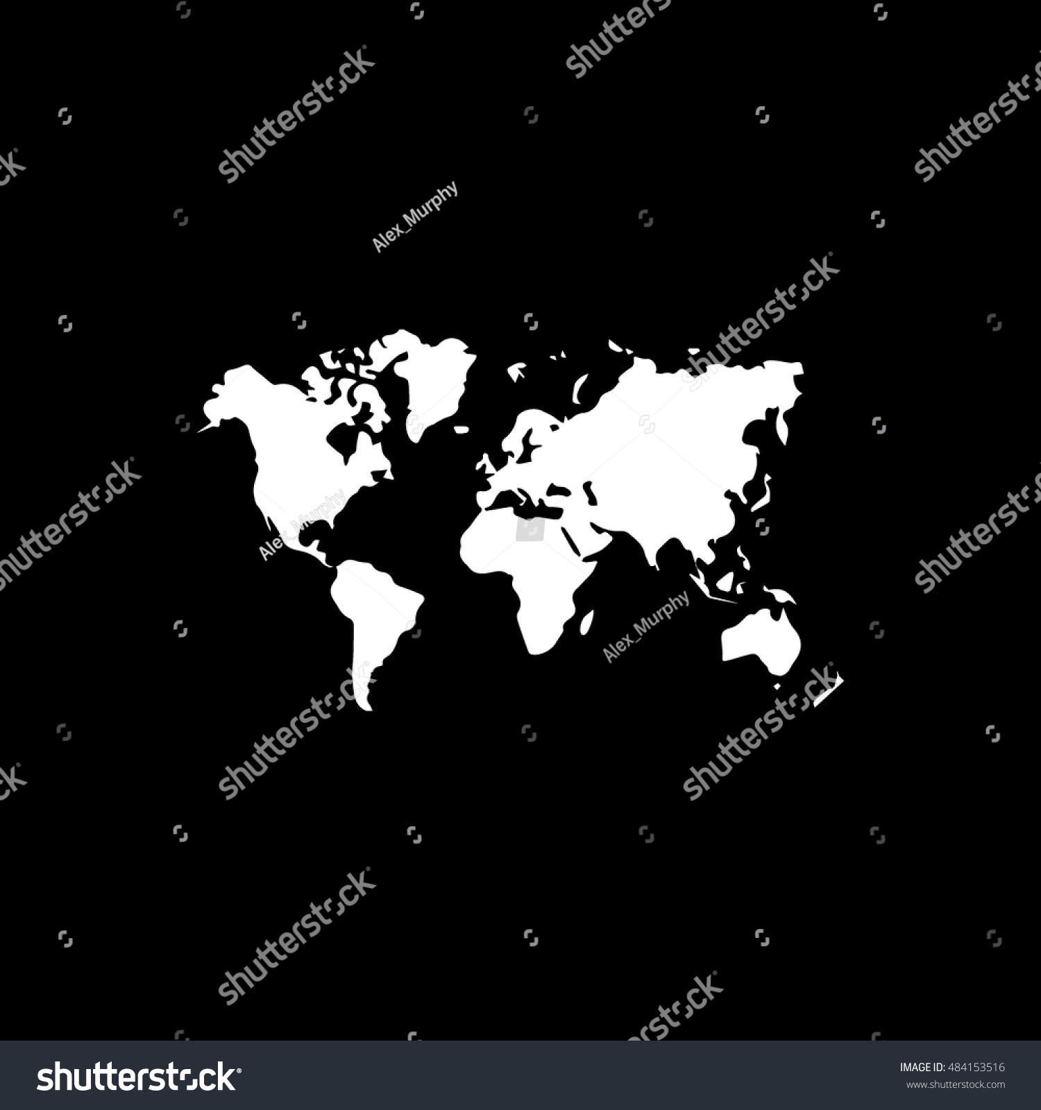 World Map Flat Icon On Black Stock Vector 484153516 - Shutterstock