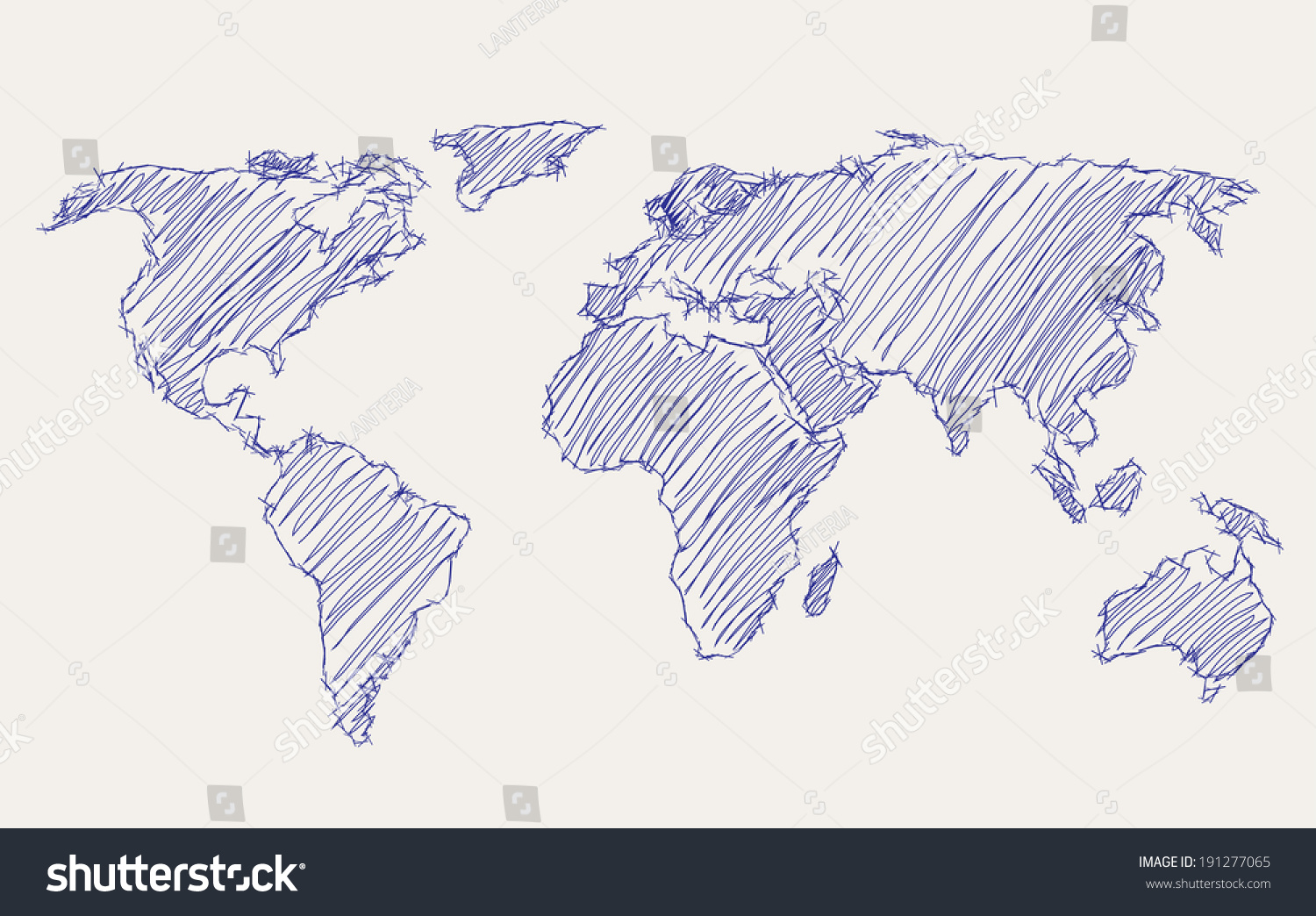 Vektor Stok World Map Freehand Drawing (Tanpa Royalti) 191277065 ...