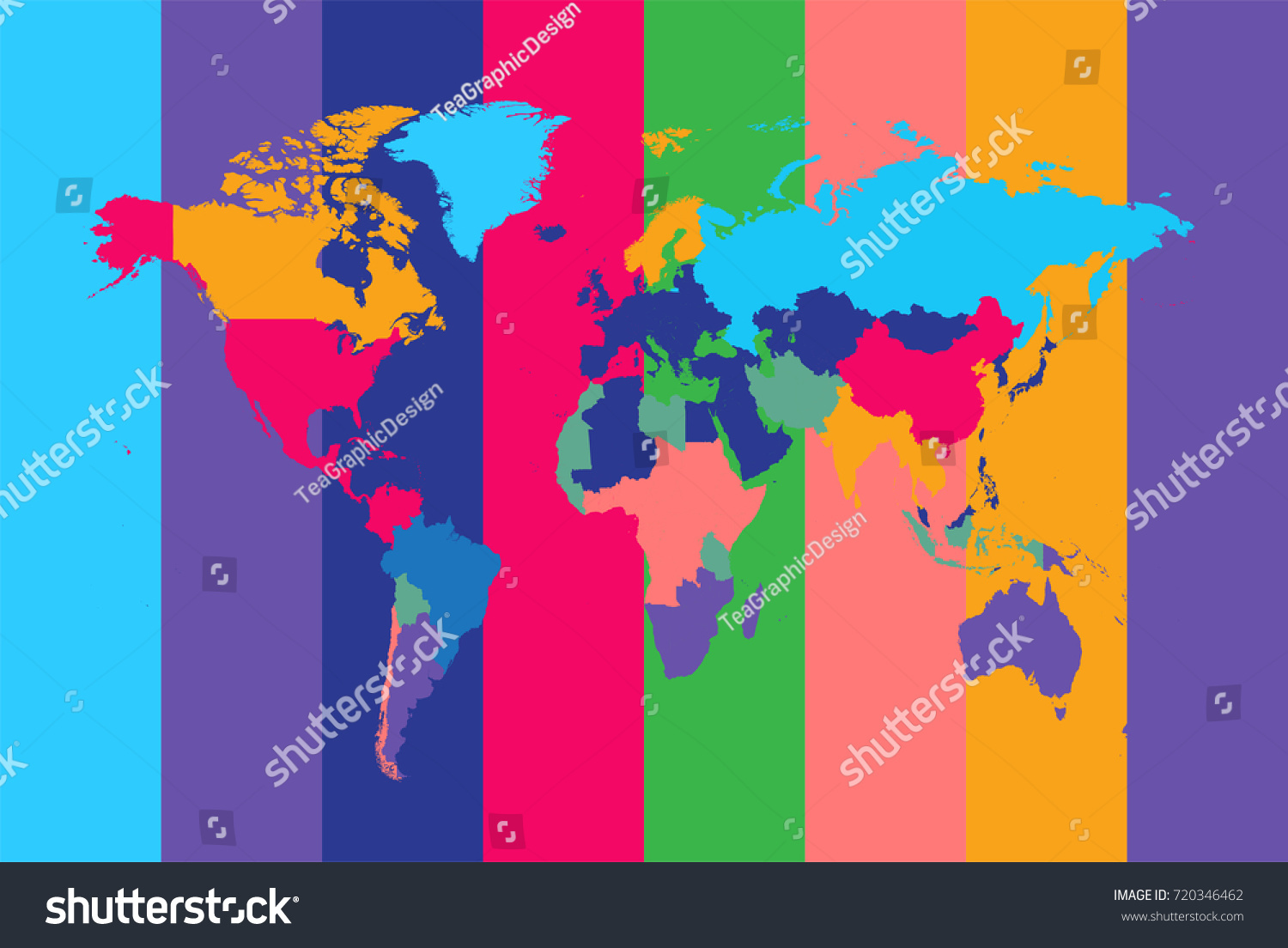 World Map Funny Colors Vector Illustration Stock Vector (Royalty Free ...