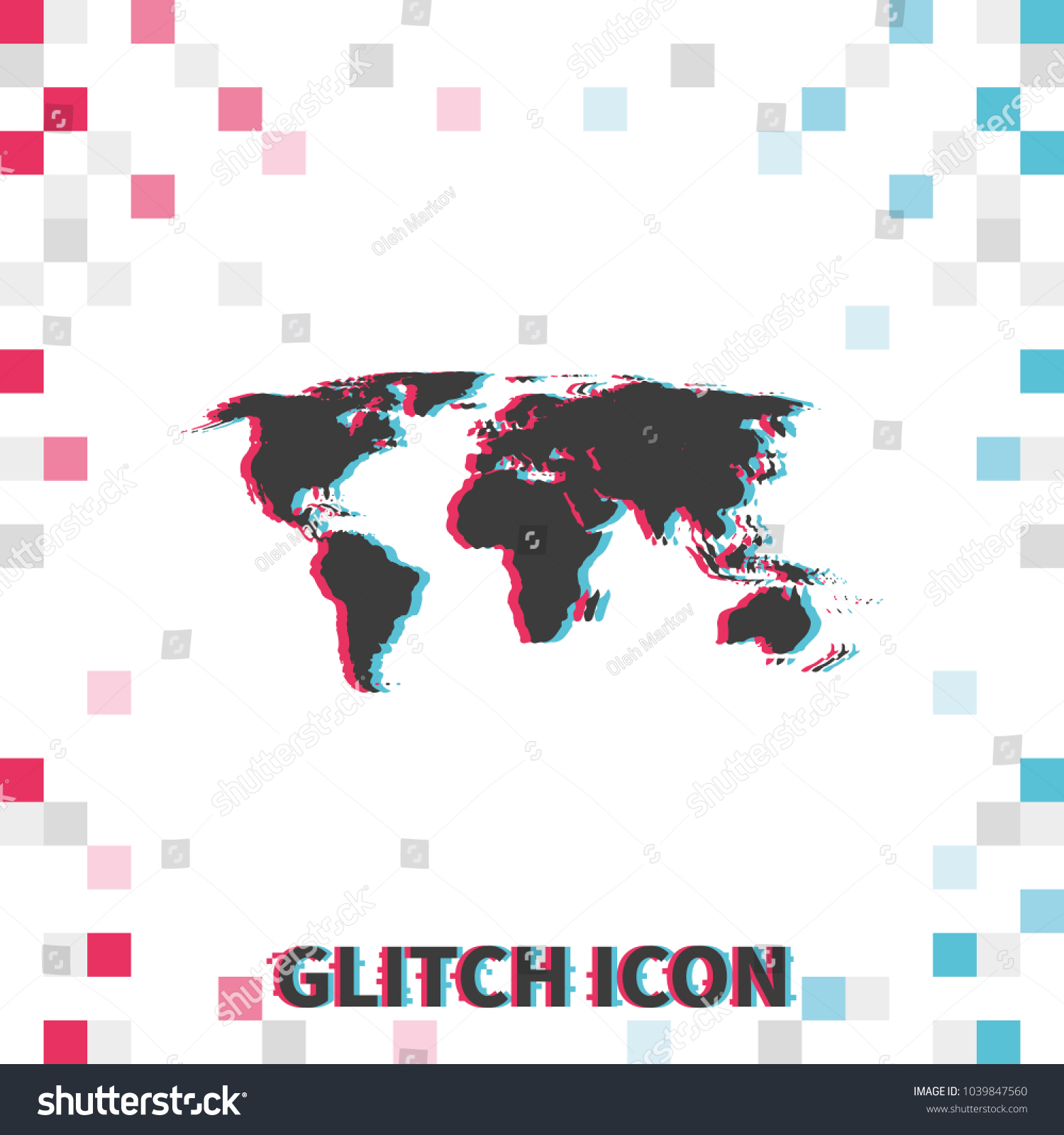 World Map Glitch Effect Vector Icon Stock Vector (Royalty Free ...