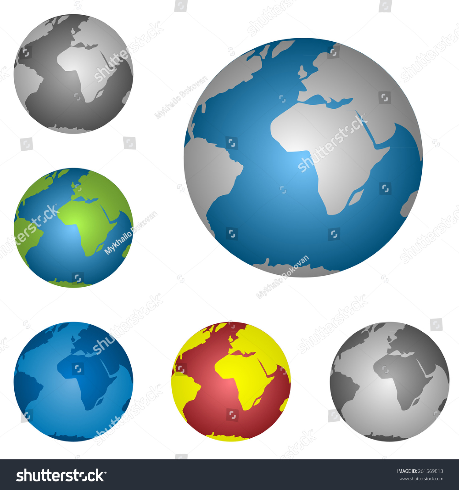 World Map Globe Icon Set Vector Stock Vector (Royalty Free) 261569813