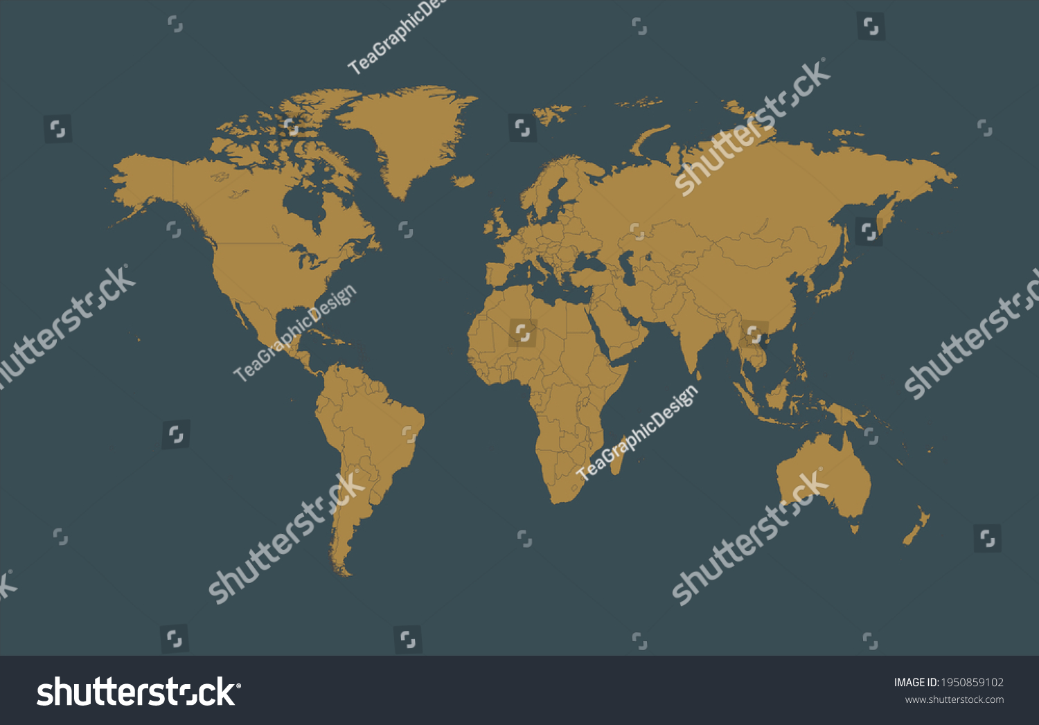 World Map Gold Borders Vector Illustration Stock Vector (Royalty Free ...