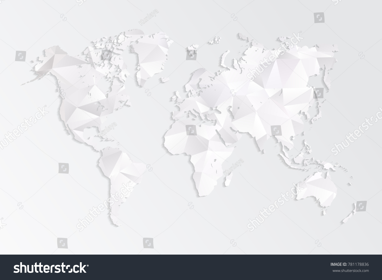 World Map Gray Polygon Vector Illustration: เวกเตอร์สต็อก (ปลอดค่า ...