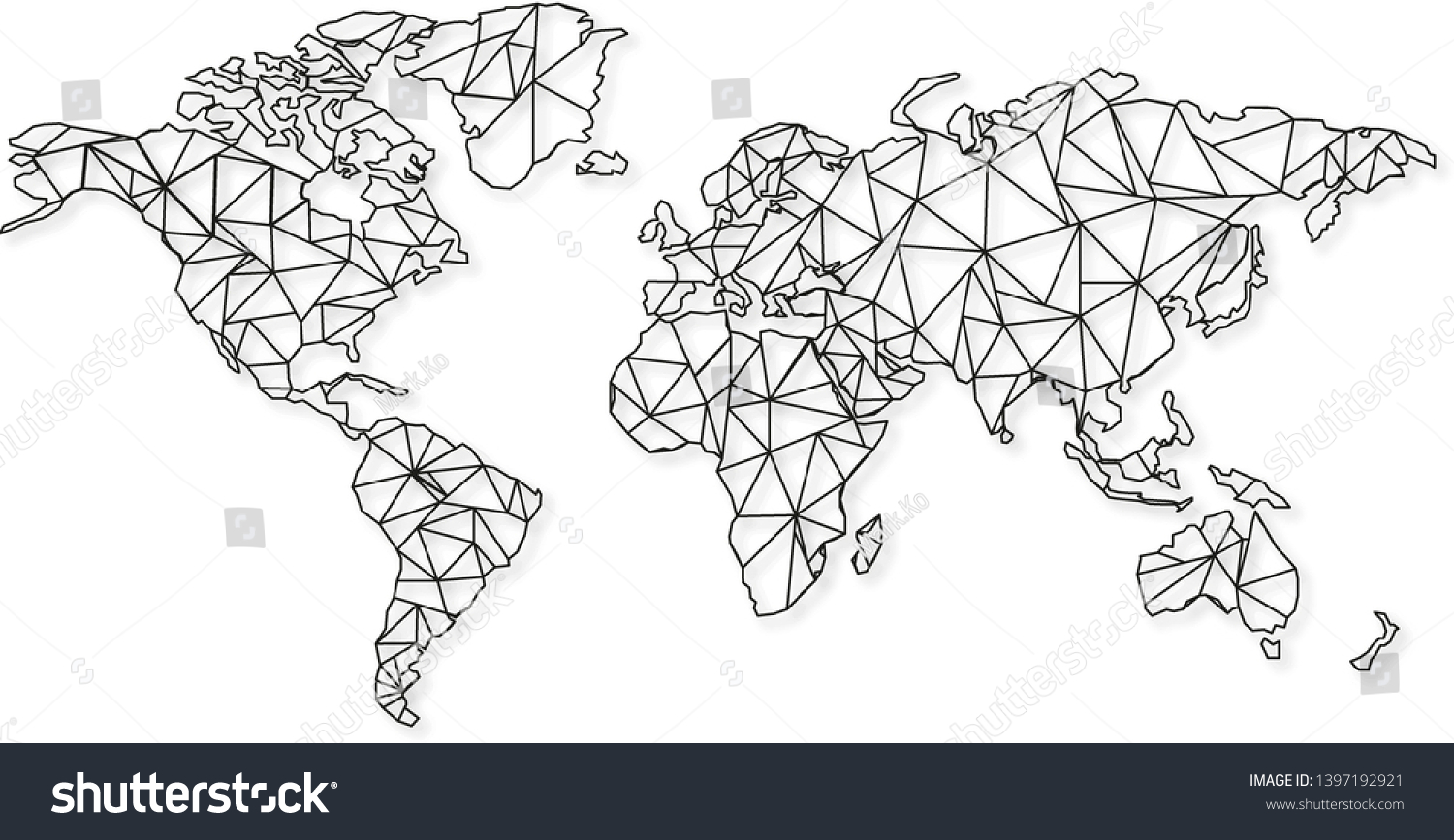 World Map Grid Shadow On White: เวกเตอร์สต็อก (ปลอดค่าลิขสิทธิ์ ...