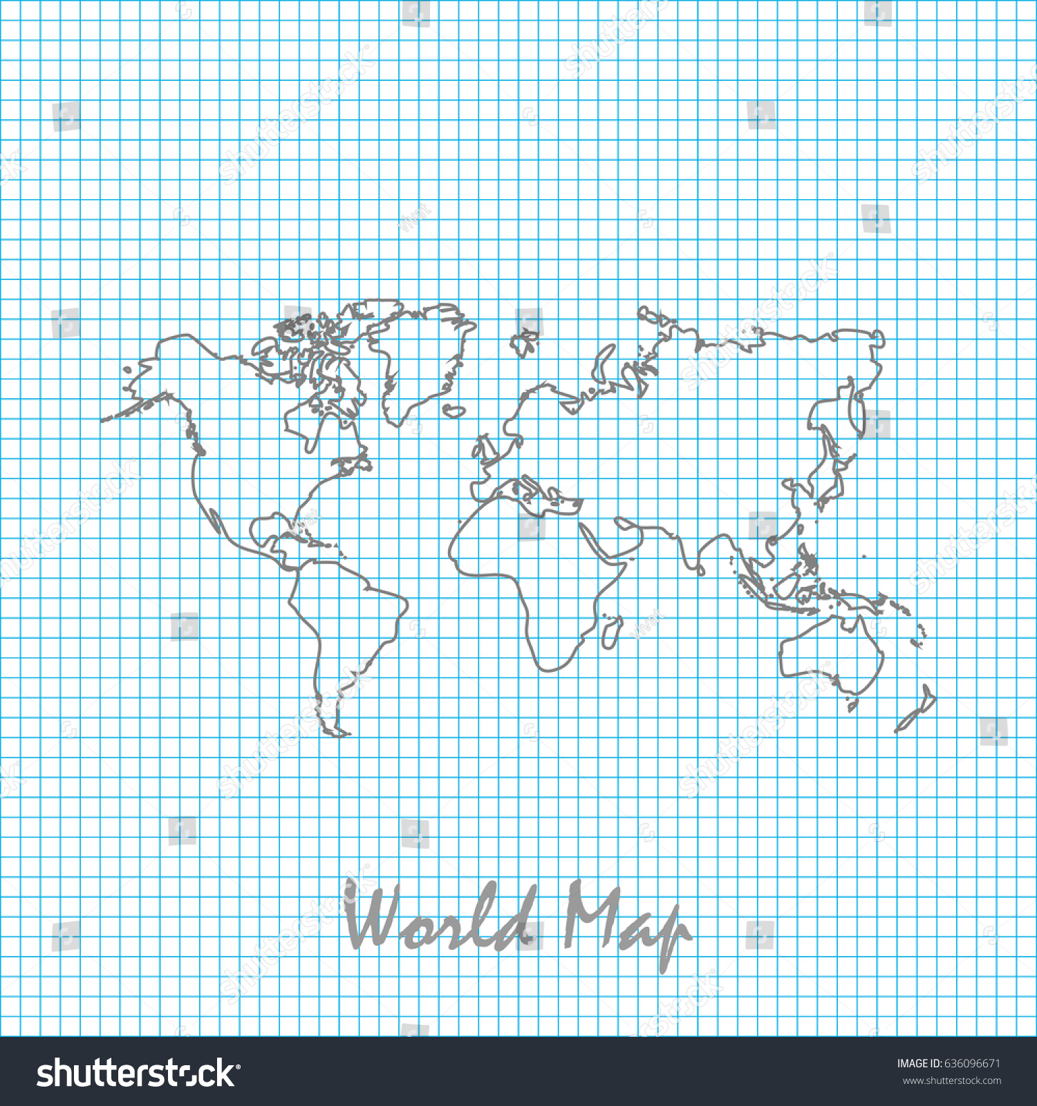 World Map Hand Drawing Line Sketch: เวกเตอร์สต็อก (ปลอดค่าลิขสิทธิ์ ...