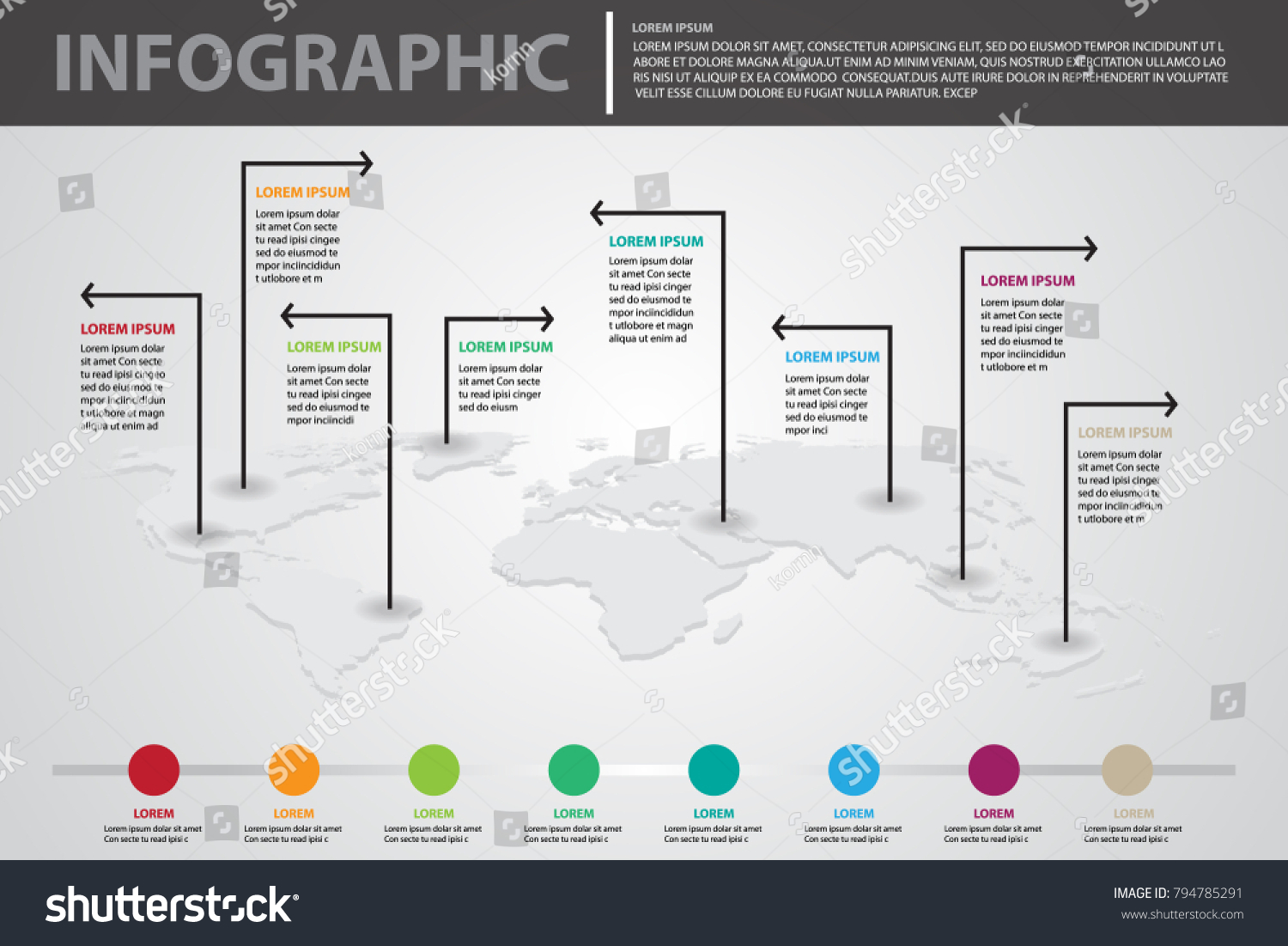 World Map Infographic Background Stock Vector (Royalty Free) 794785291 ...