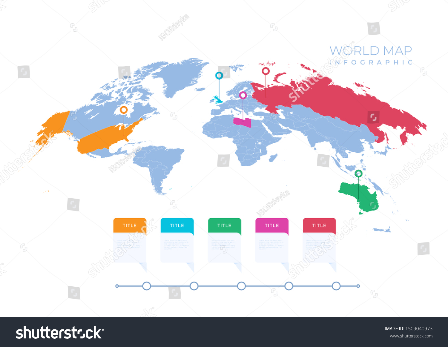Vektor Stok World Map Infographic World Map Pointer (Tanpa Royalti ...