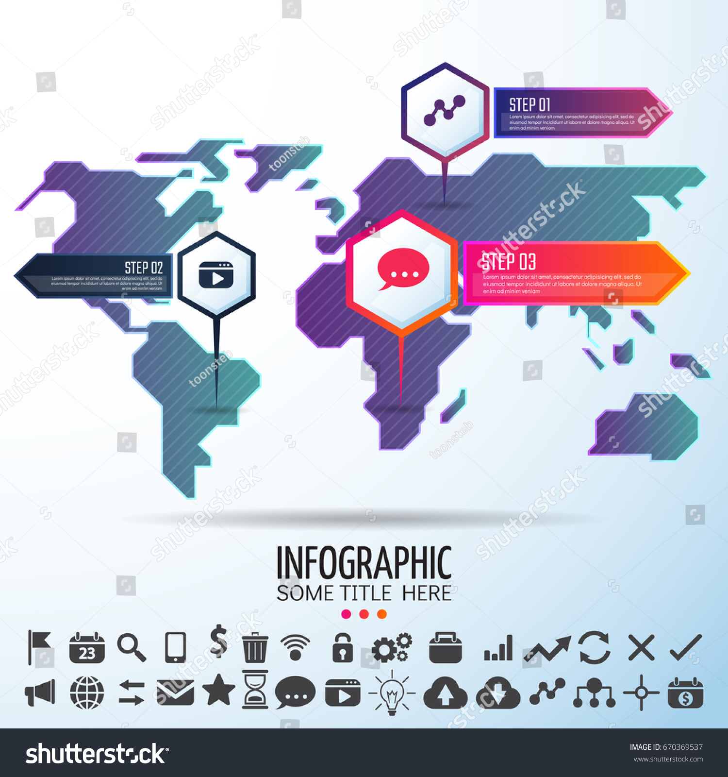World Map Infographics Design Templatevector Illustration Stock Vector ...